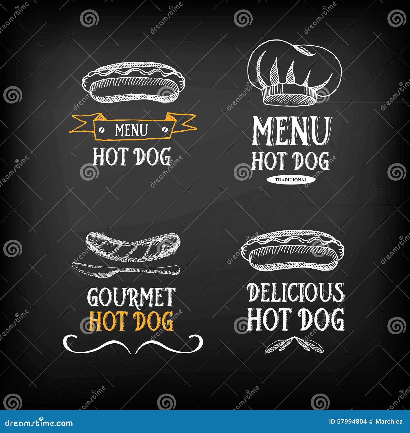 Hot Dog Badges and Menu Design Elements.Vector with Graphic. Stock ...