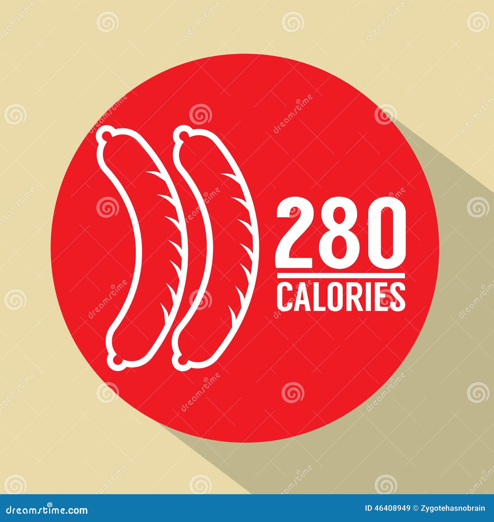 Hot Dog 280 Calories Symbol Cartoon Vector | CartoonDealer.com #46408949