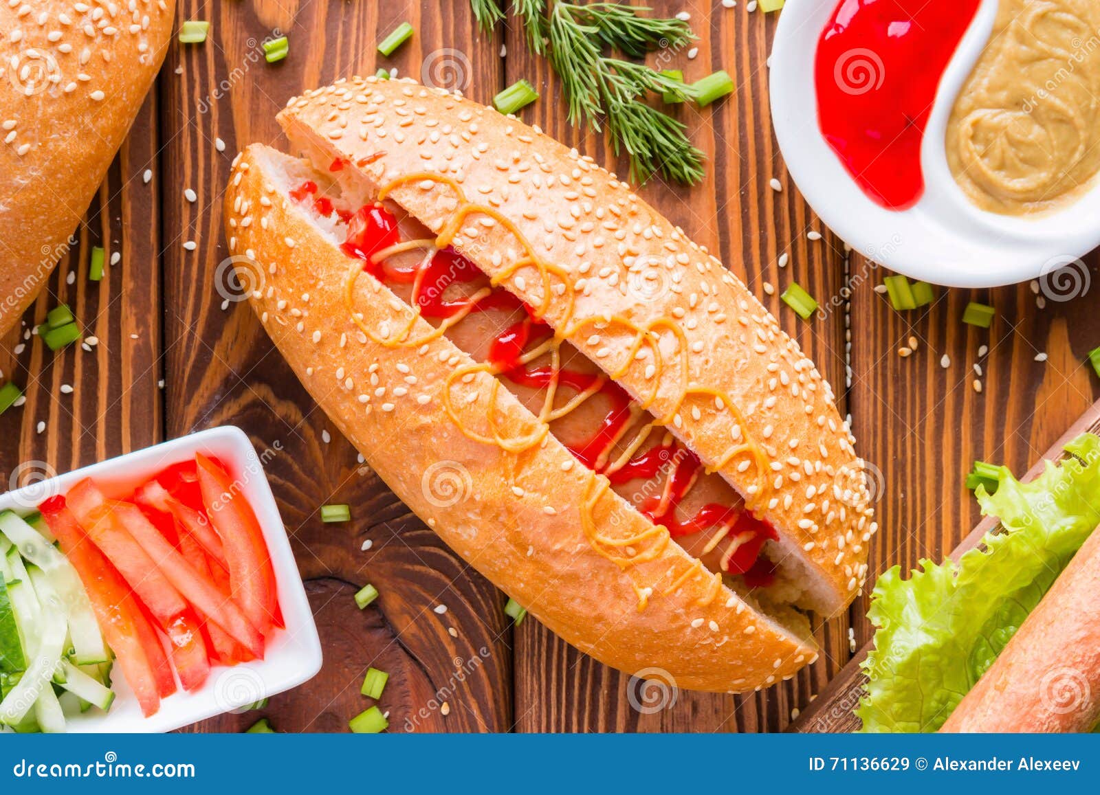 Hot dog and his ingredient stock image. Image of mustard - 71136629