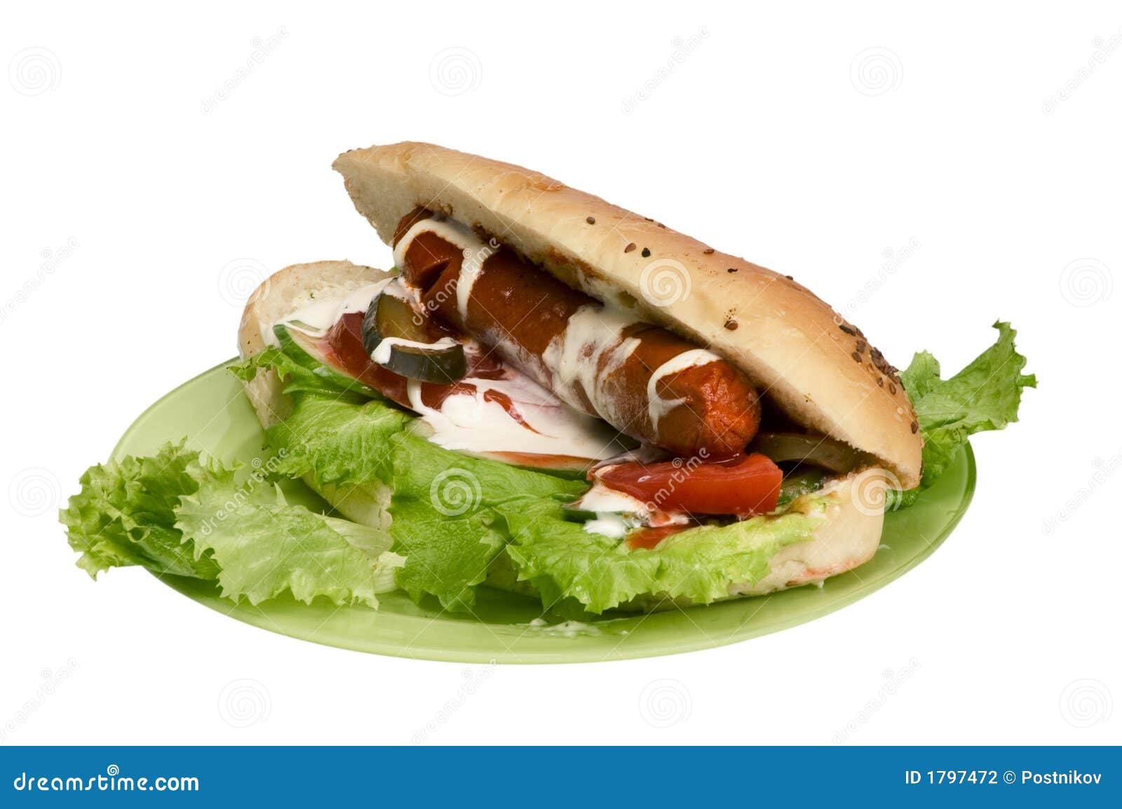 Hot dog isolated stock photo. Image of lunch, cheeses - 1797472