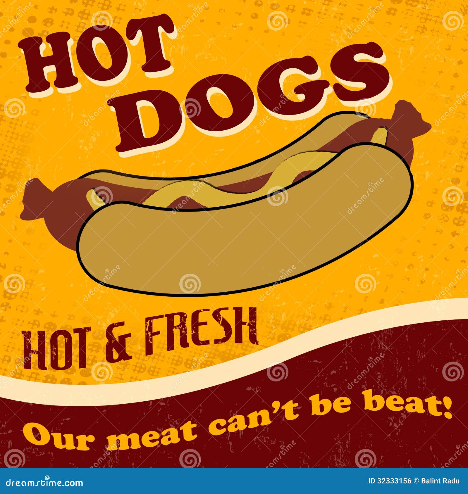 Hot dog poster stock vector. Illustration of delicious - 32333156