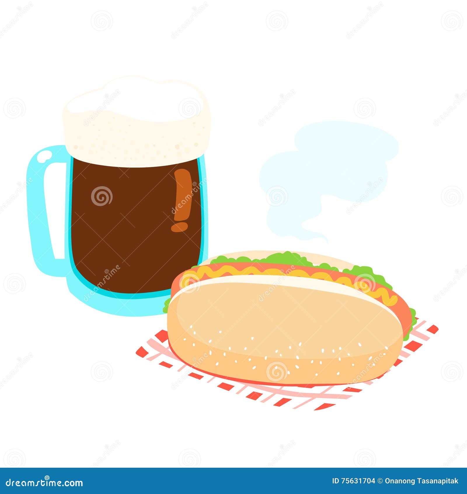 Hot Dog and Root Beer Illustration Stock Vector - Illustration of ...