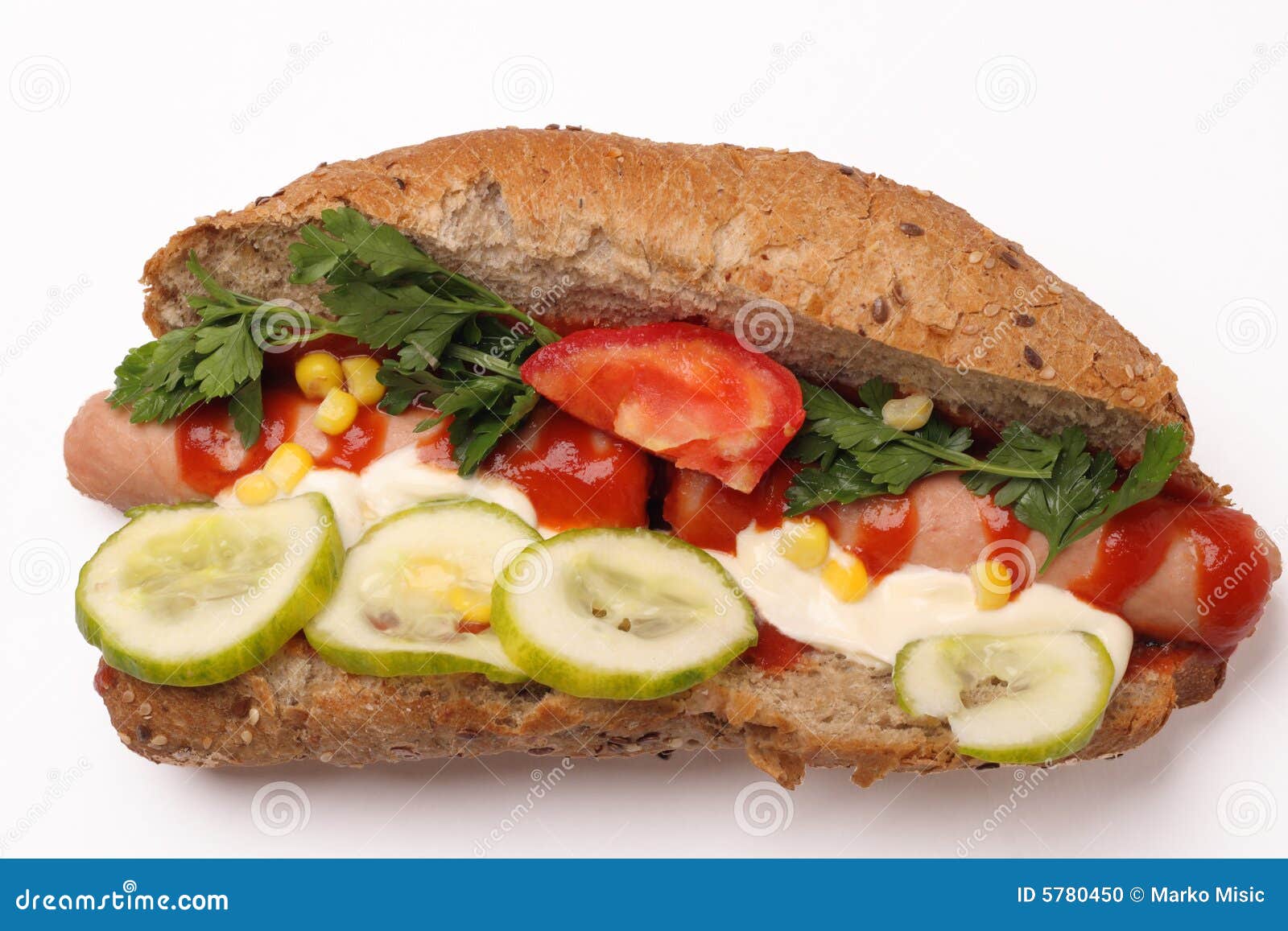 Hot Dog sandwich stock photo. Image of cucumbers, meat - 5780450