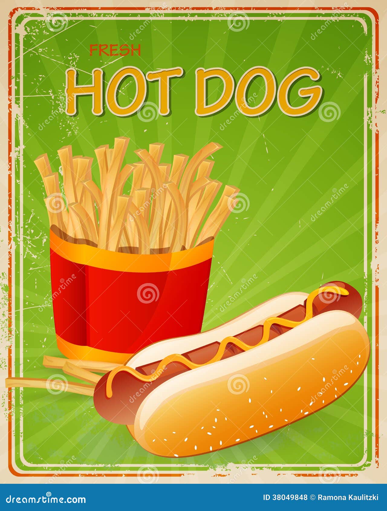 Hot Dog Sign stock illustration. Illustration of retro - 38049848