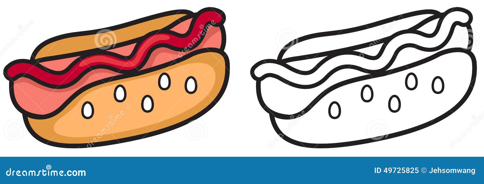 Hot Dog Variopinto Ed in Bianco E Nero Per Il Libro Da Colorare ...