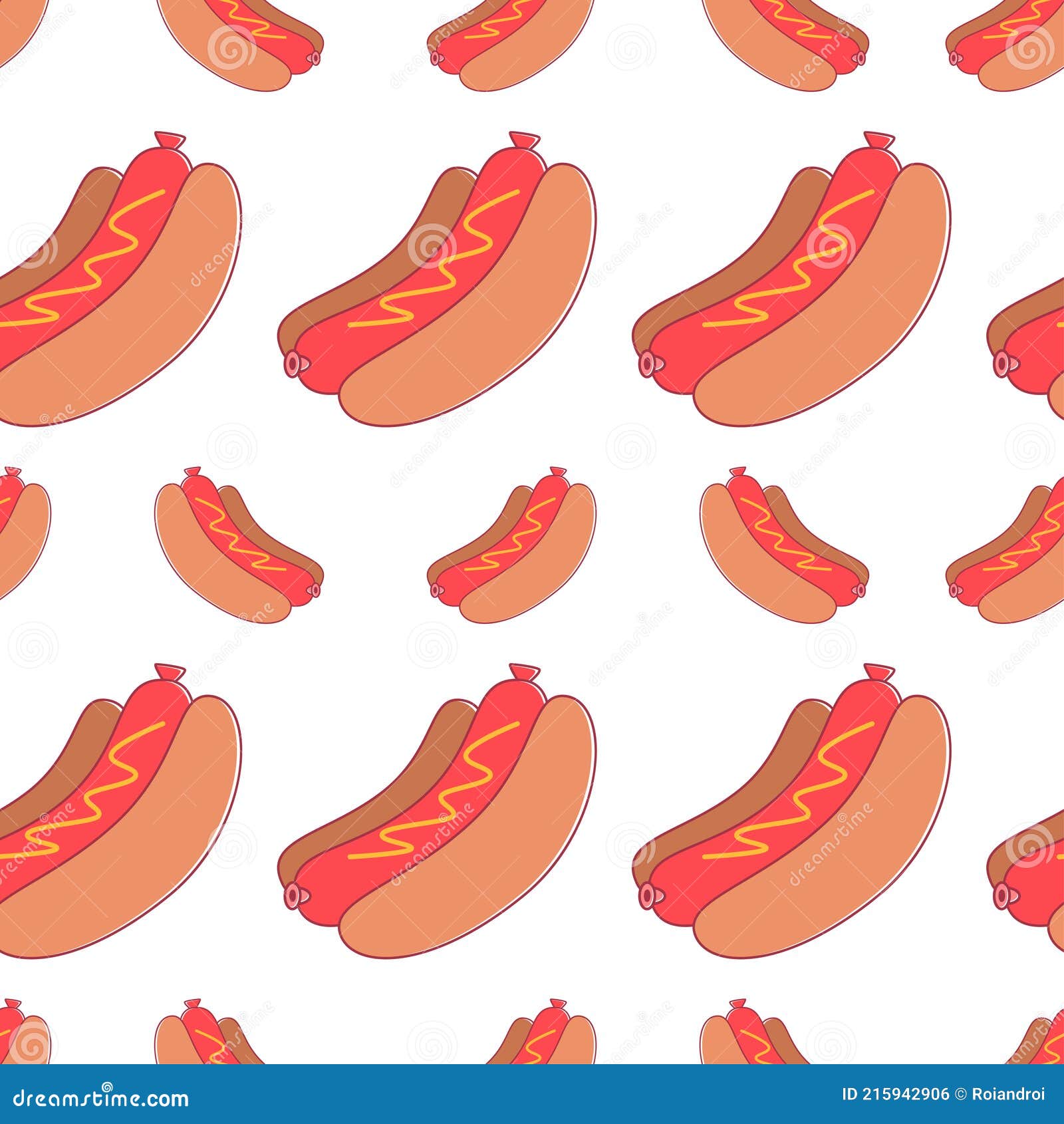 Hot Dog Vector Seamless Pattern Stock Vector - Illustration of sausage ...