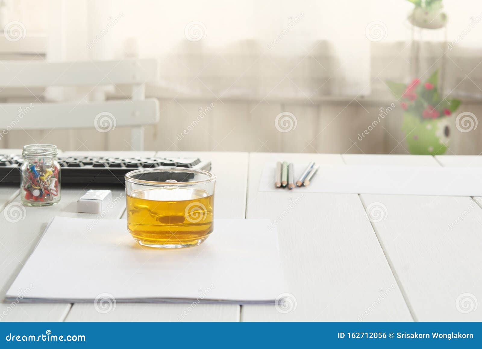 Hot Drink in a Glass Cup on the Table Stock Photo - Image of laptop ...