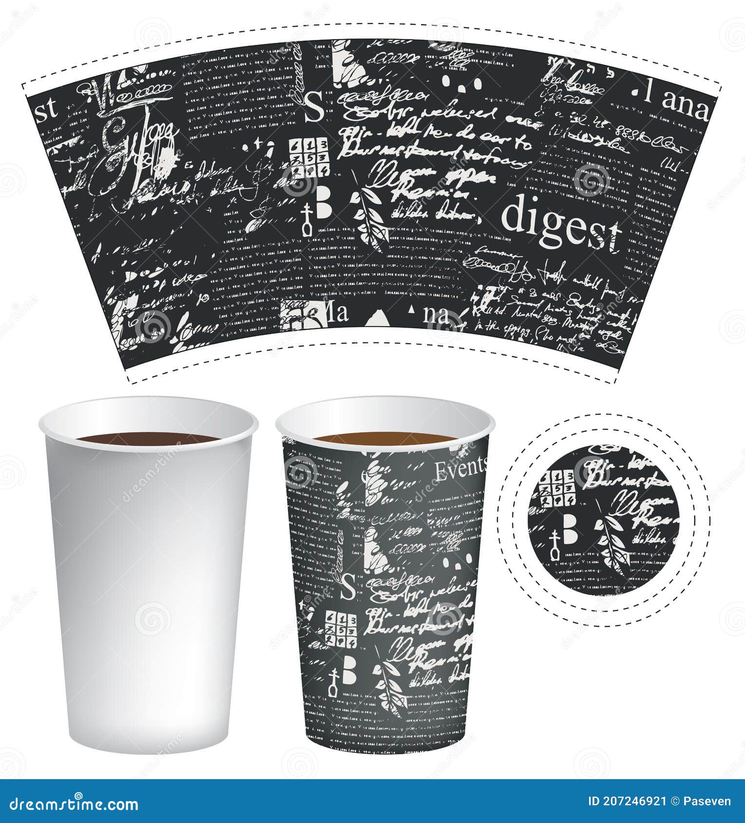 Hot Drink Paper Cup Template with Abstract Text Stock Vector ...