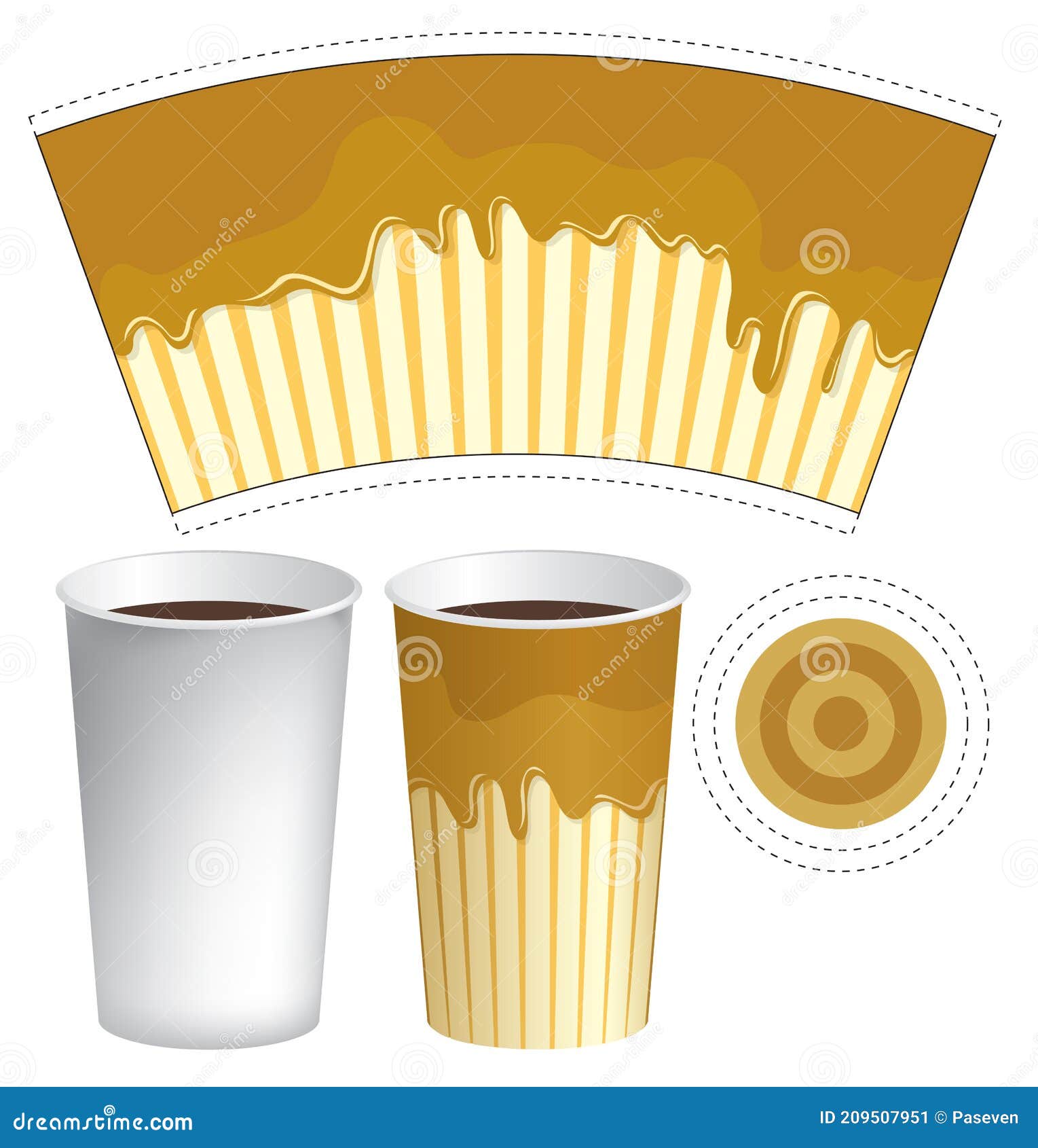 Hot Drink Paper Cup Template with Flowing Liquid Stock Vector ...