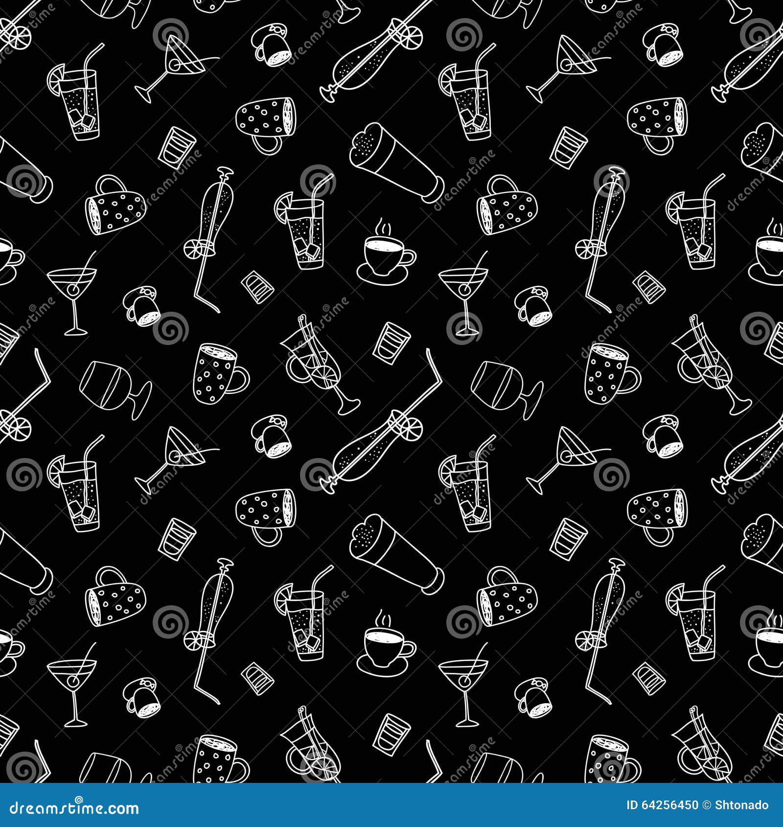 Hot Drinks and Cocktails Seamless Pattern Stock Vector - Illustration ...