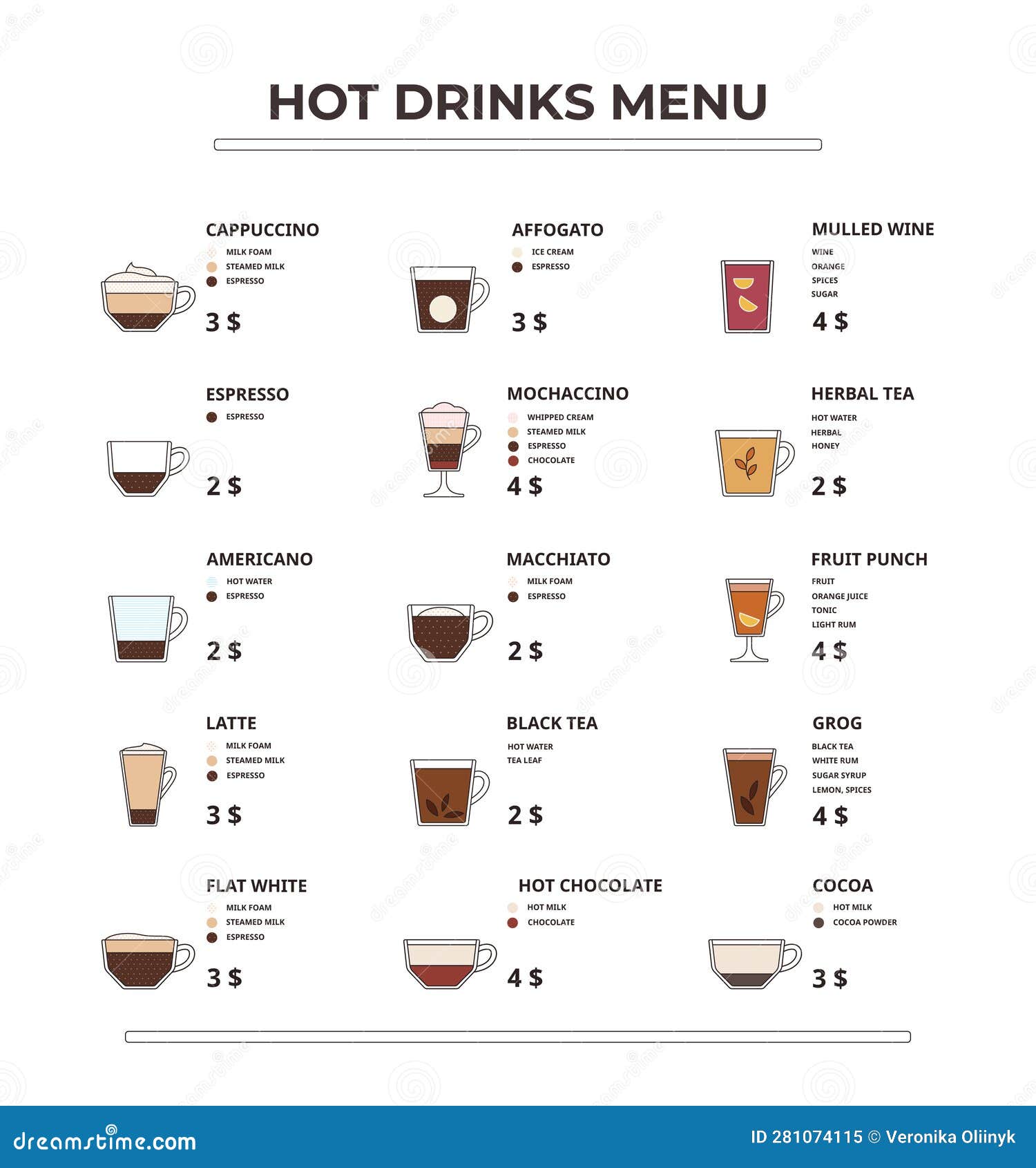 Hot Drinks Menu. Coffee, Tea, Hot Chocolate and Warming Drinks ...