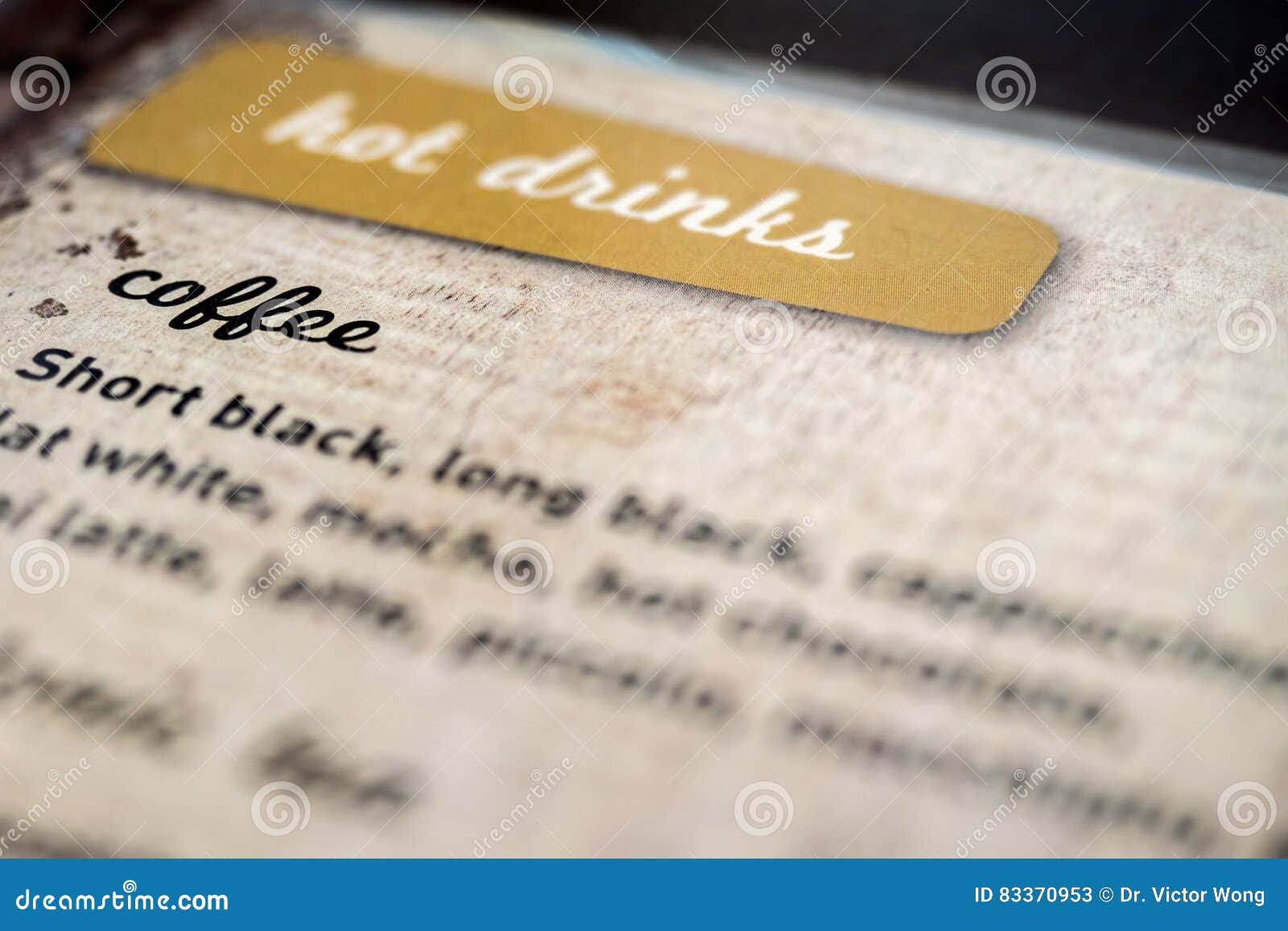 Hot Drinks Menu Listing for Types of Coffee Stock Image - Image of menu ...