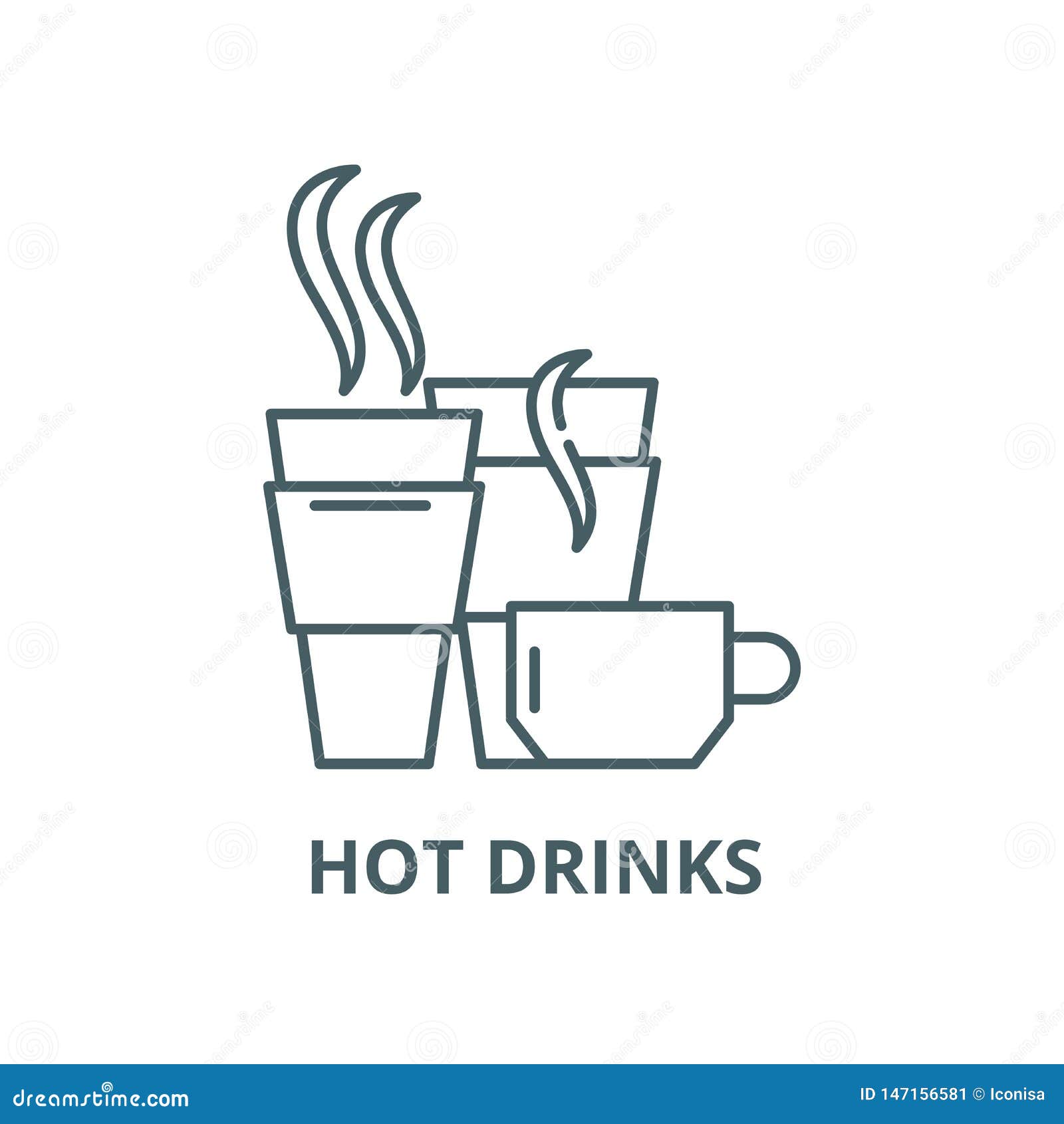 Hot Drinks Vector Line Icon, Linear Concept, Outline Sign, Symbol Stock ...
