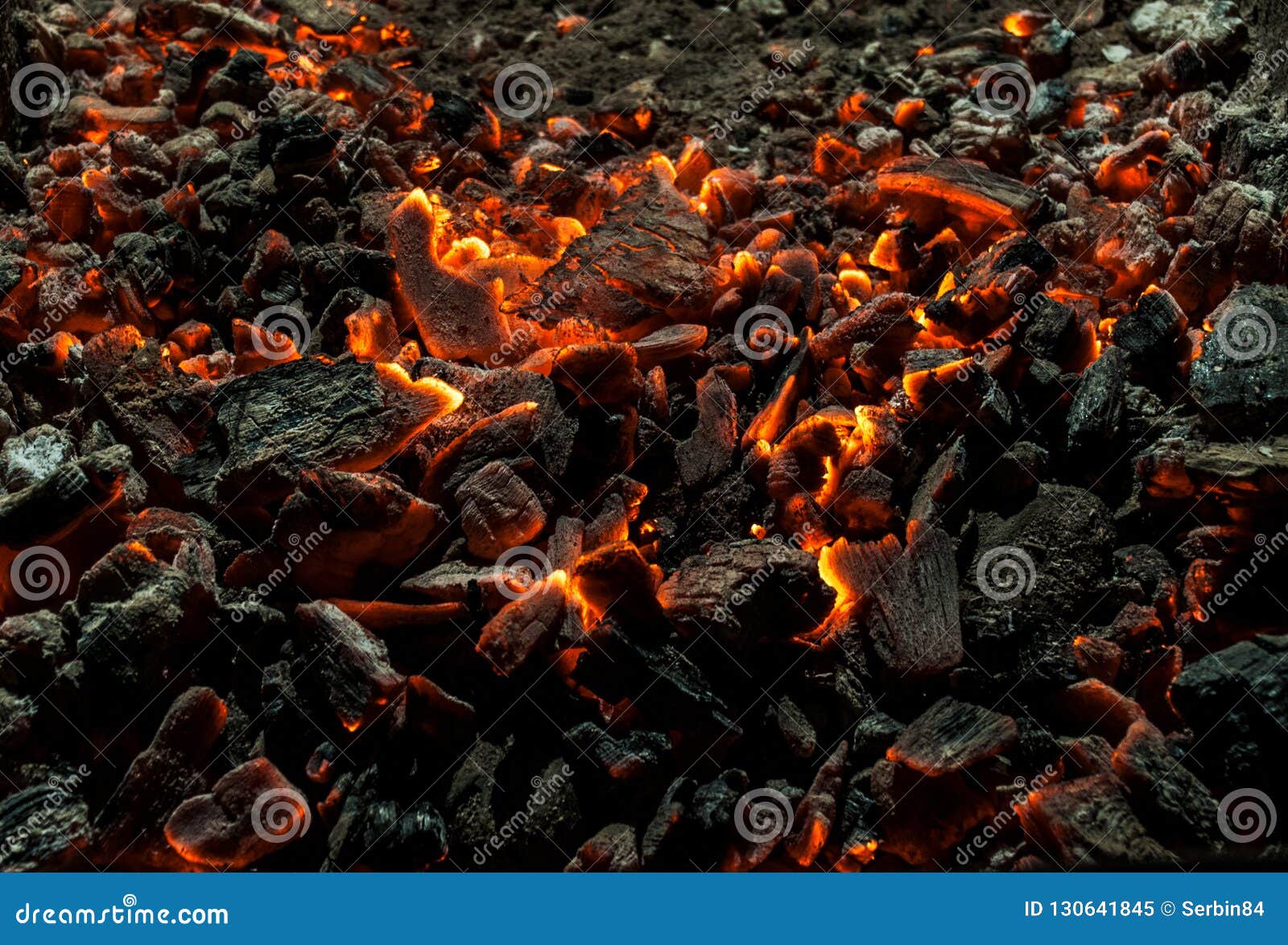 Hot Embers from a Campfire at Night. Stock Image - Image of warm ...