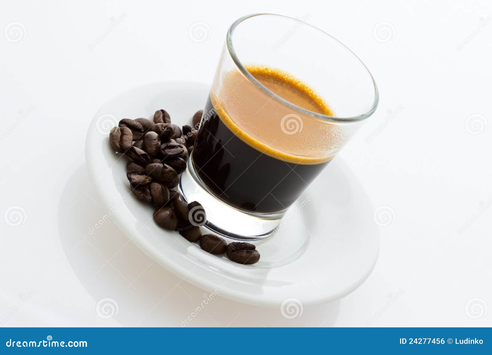 Hot Espresso Coffee with Coffee Beans Stock Photo - Image of brown ...