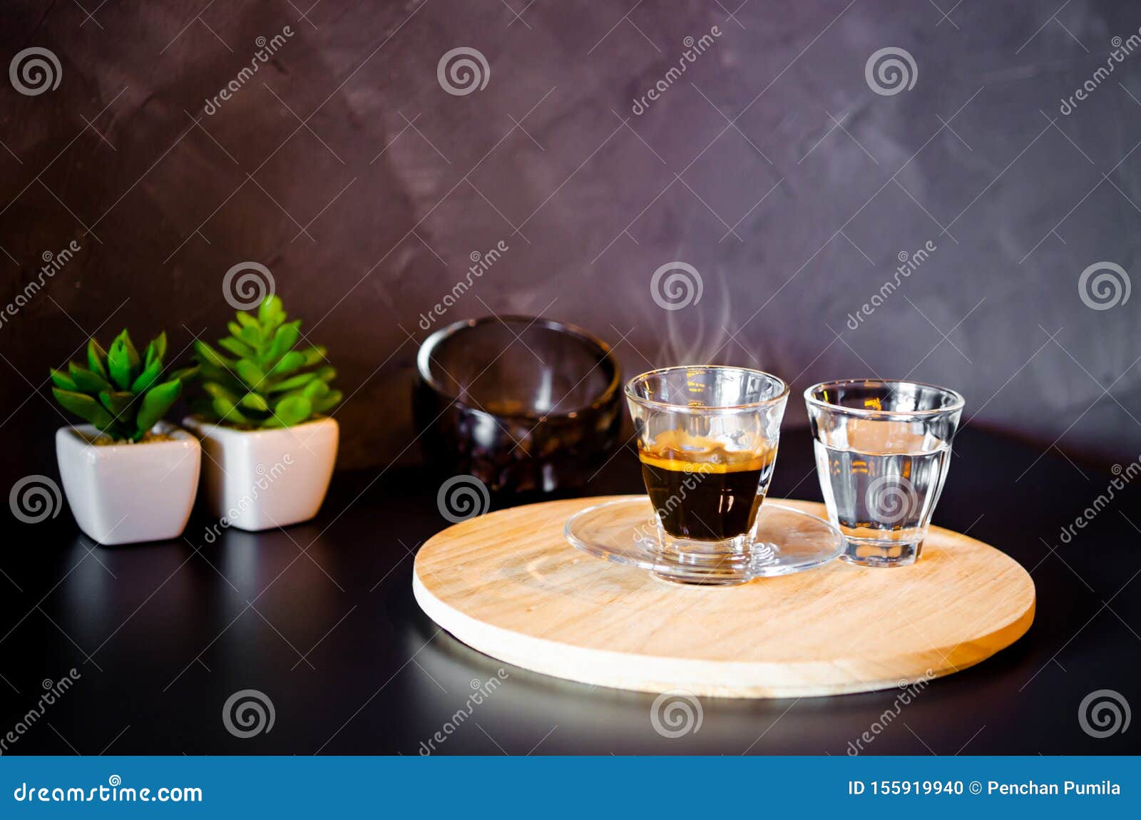 Hot Espresso Coffee in Coffee Shop Stock Photo - Image of fresh, brown ...