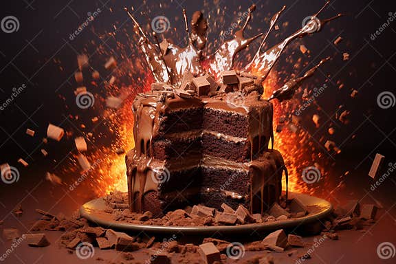 Hot Explosive Chocolate Cake Flavor Concept Stock Illustration ...