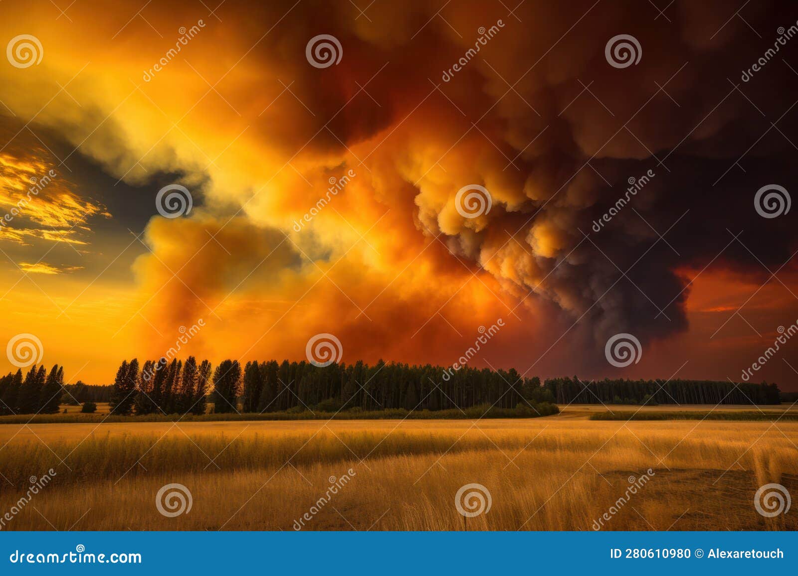 Hot Fire Burning Crops and Harvests, a Natural Disaster. Environment ...
