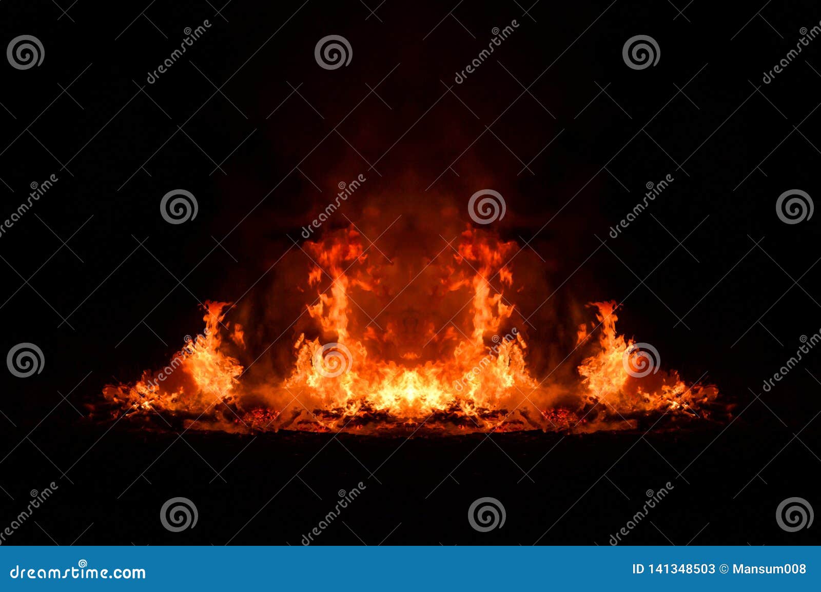 Hot Fire Burning in Night Garden Stock Image - Image of fire, burning ...