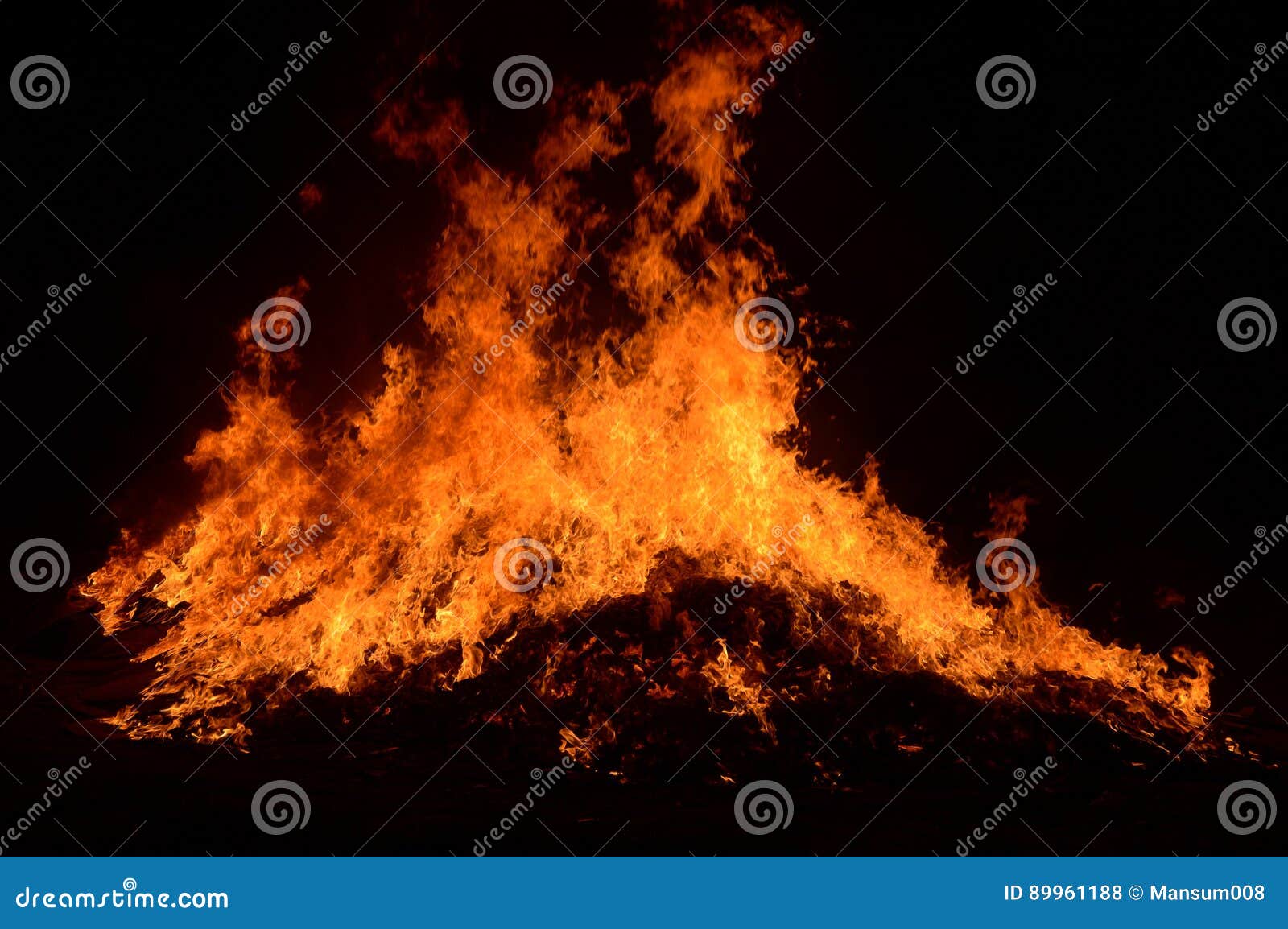 Hot Fire Burning in Night Garden Stock Photo - Image of burn, hell ...