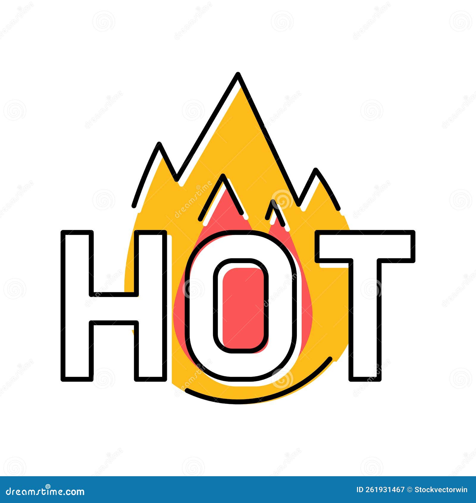 Hot Fire Color Icon Vector Illustration Stock Vector - Illustration of ...