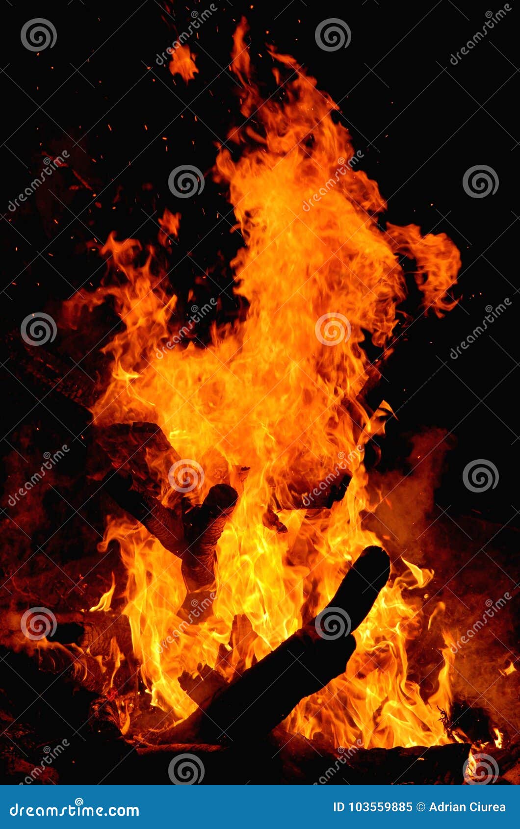 Hot fire in darkness stock image. Image of backdrop - 103559885