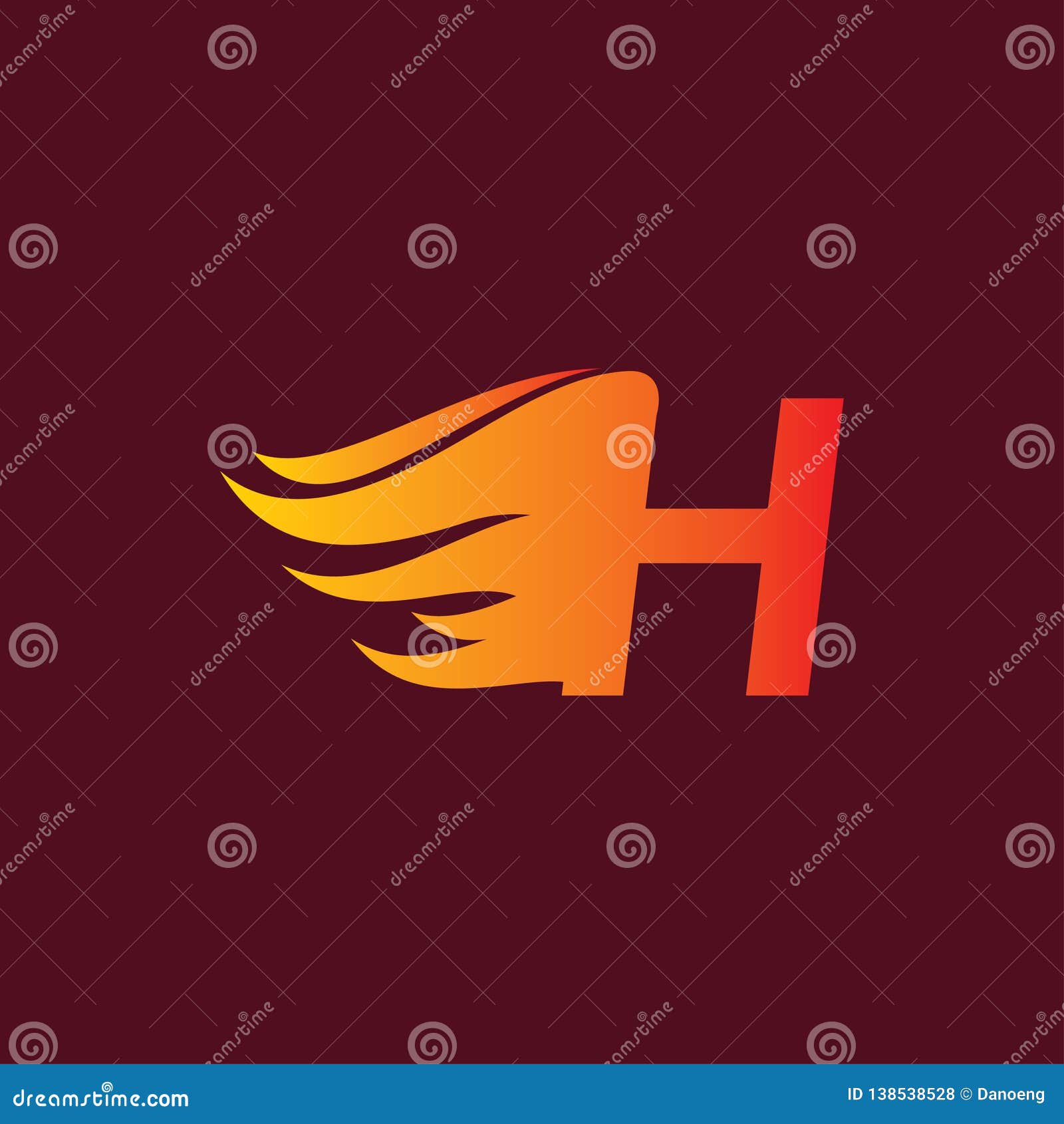 Hot Fire H Letter Logo stock illustration. Illustration of tech - 138538528