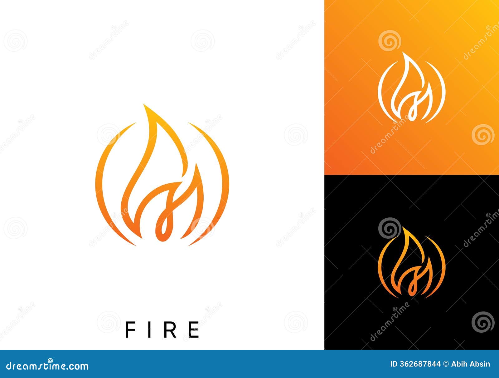 Hot Fire Logo Abstract Simple Line Art Design Vector Stock Vector ...
