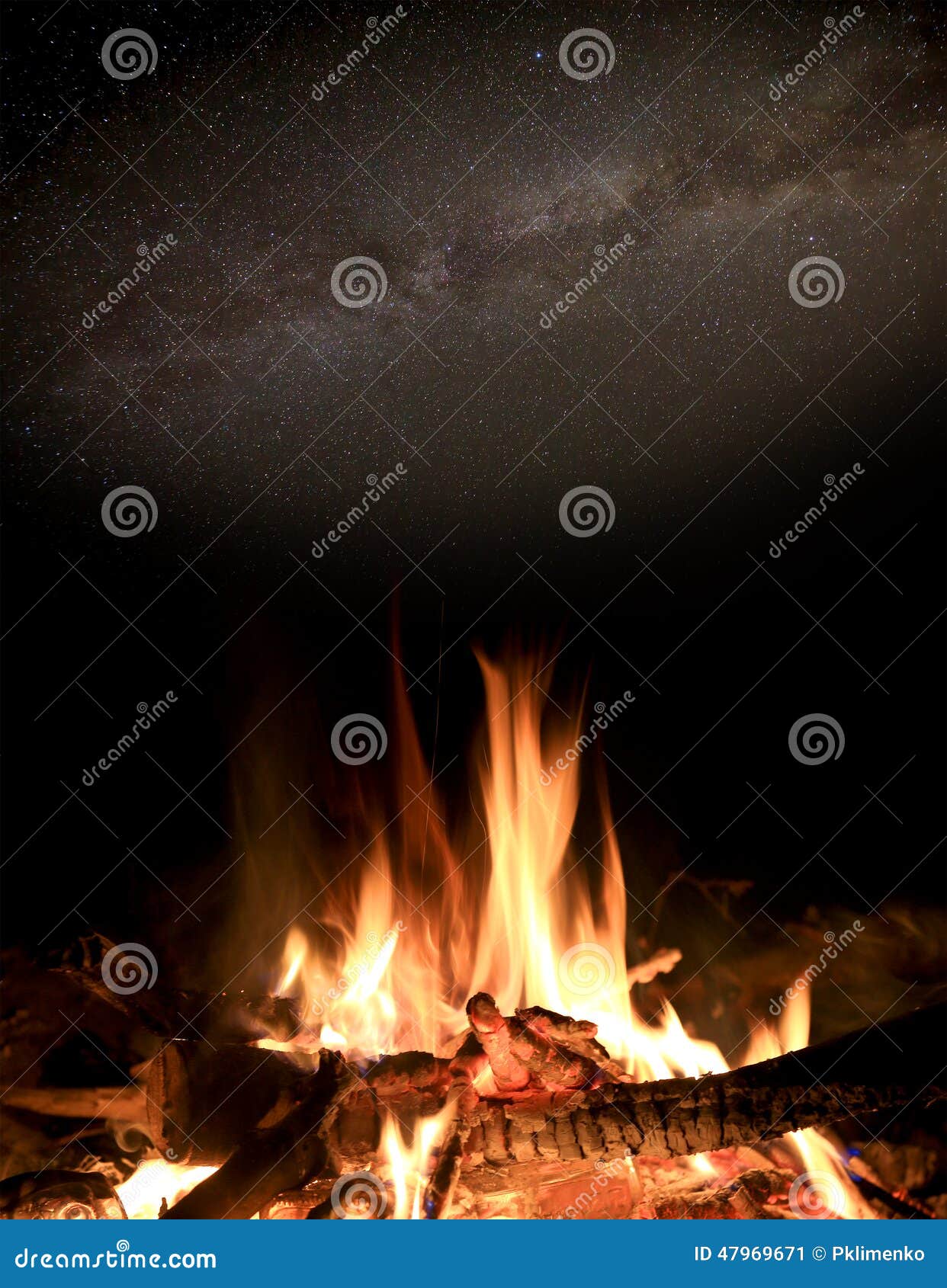 Hot fire under night sky stock image. Image of background - 47969671