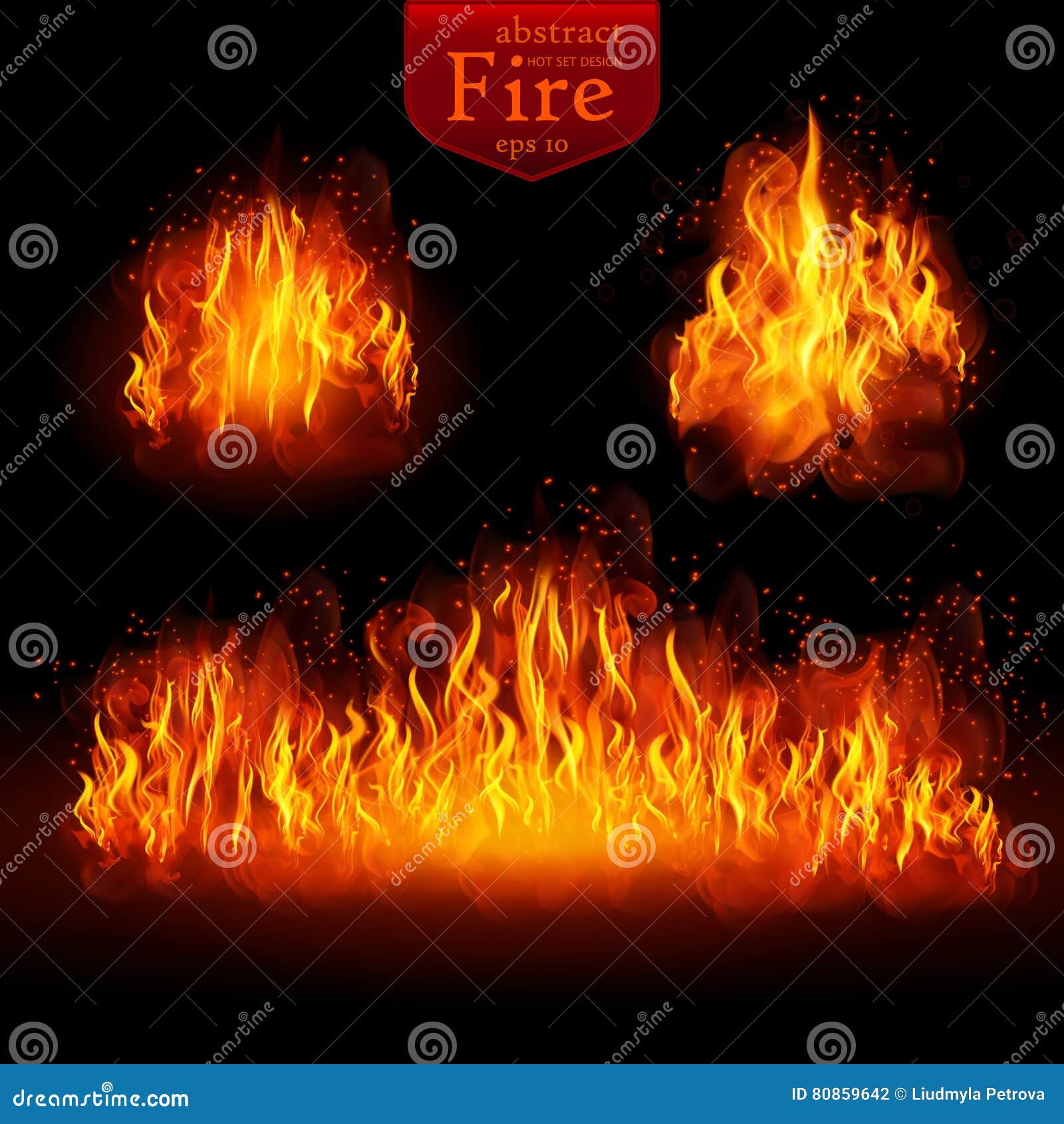 Hot Fire. Vector Realistic Elements Set for Design Stock Vector ...