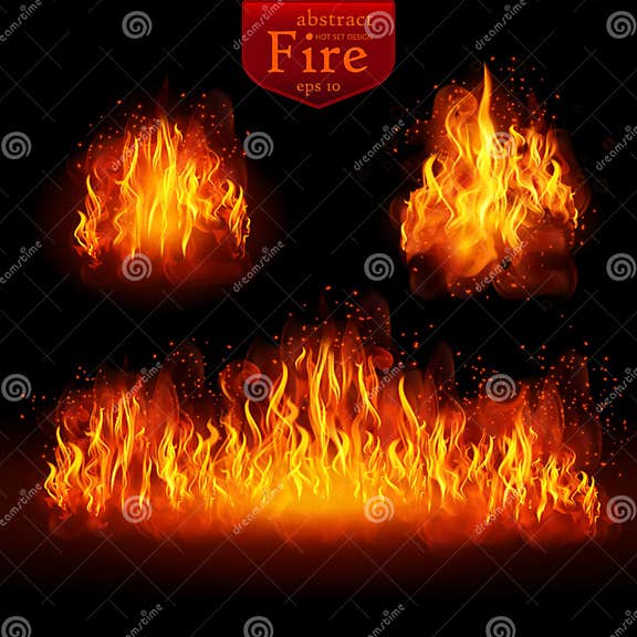 Hot Fire. Vector Realistic Elements Set for Design Stock Vector ...