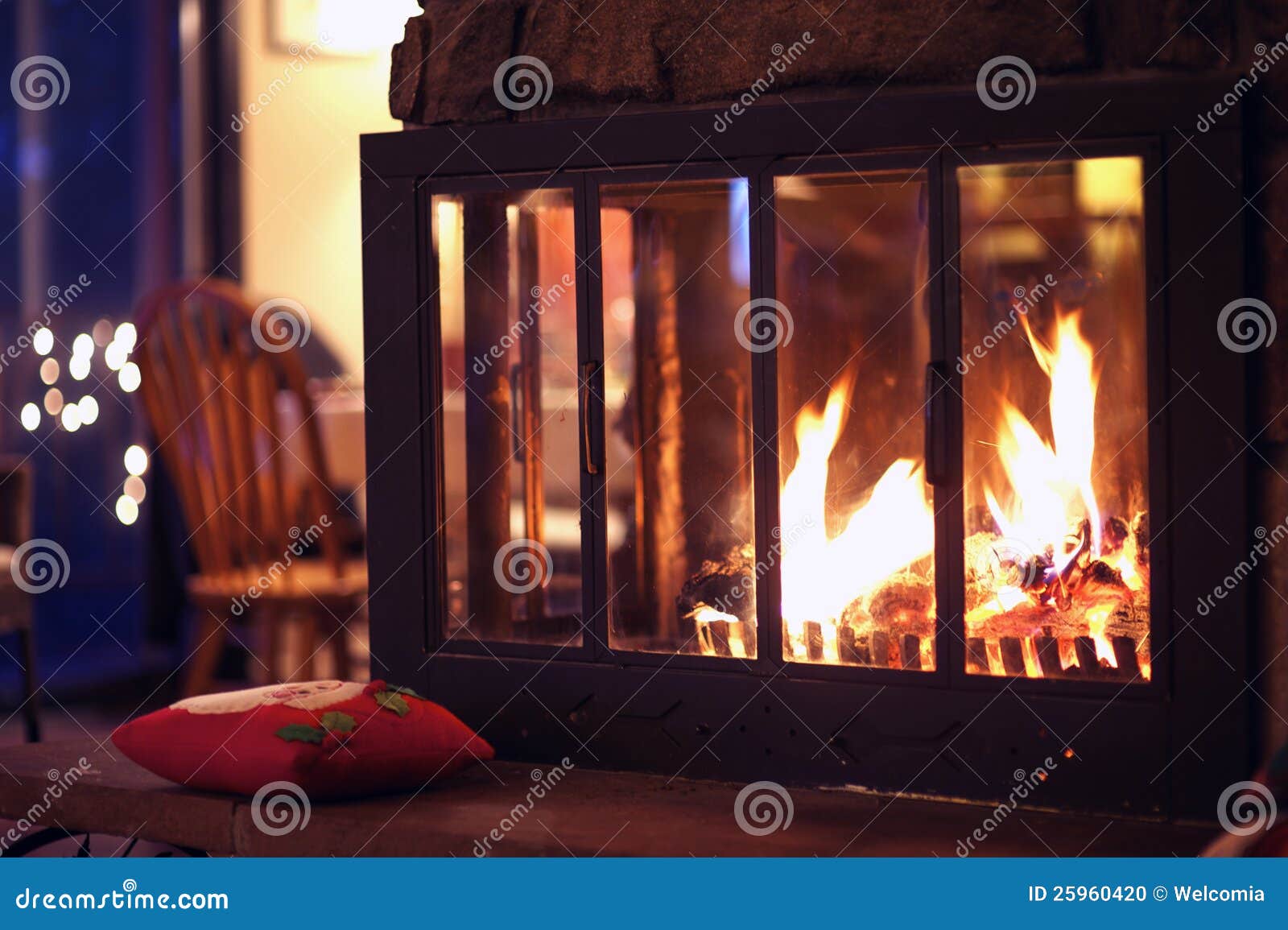 Hot Fireplace stock photo. Image of pillow, stone, flames - 25960420