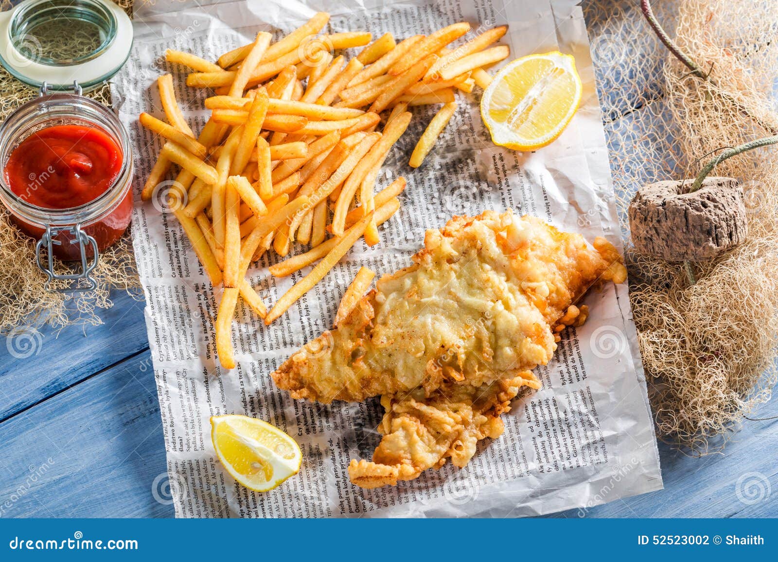Hot Fish Cod with Chips in Newspaper Stock Photo - Image of french ...