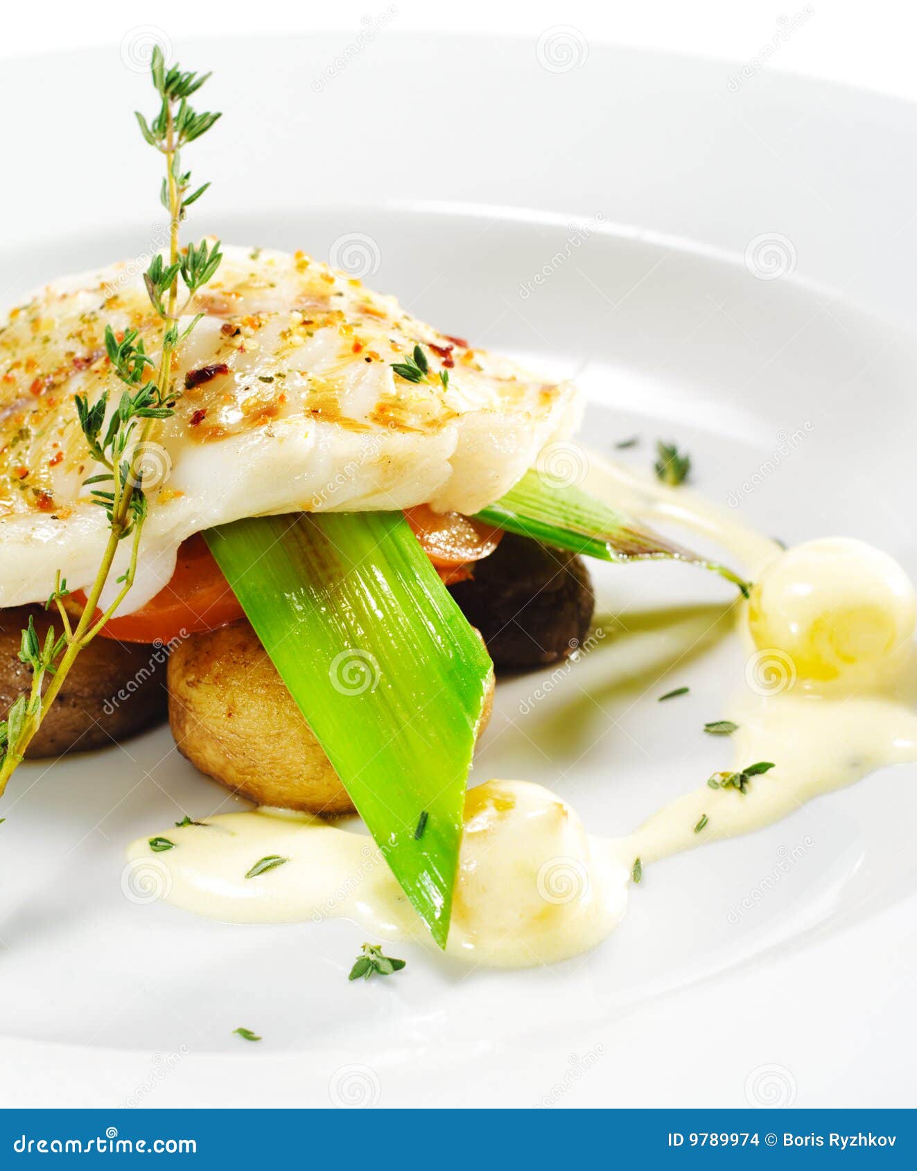 Hot Fish Dishes - Halibut Fillet Stock Photo - Image of meal, basil ...