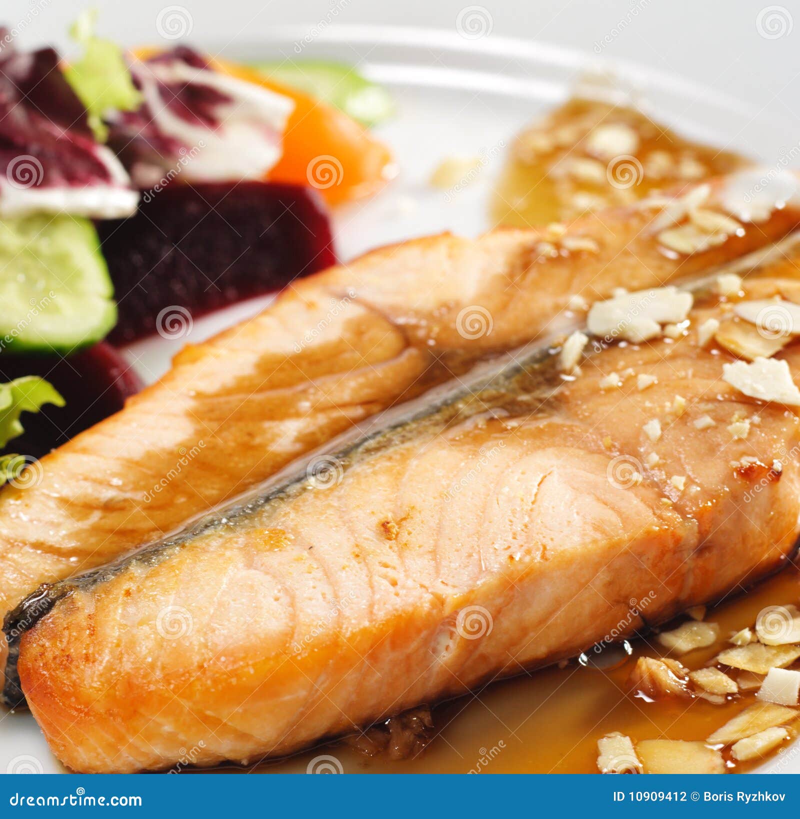 Hot Fish Dishes - Salmon Steak Stock Photo - Image of fillet, vegetable ...