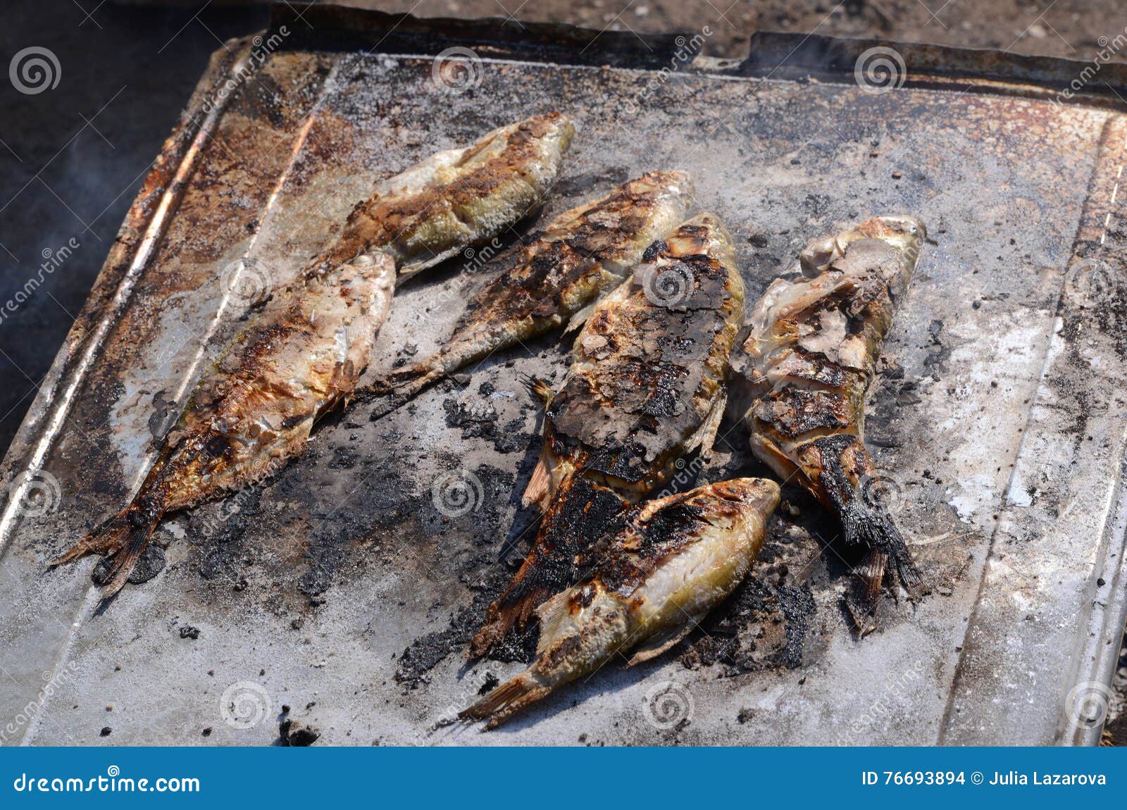 Hot Fish on a Grilling Pan September 2, 2016 Stock Photo - Image of ...