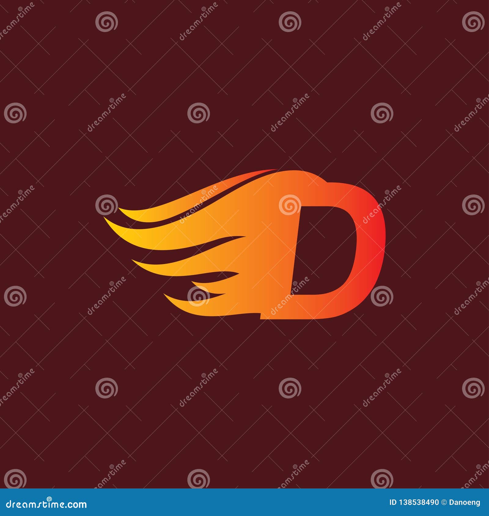 Hot Fire D Letter Logo stock illustration. Illustration of fire - 138538490