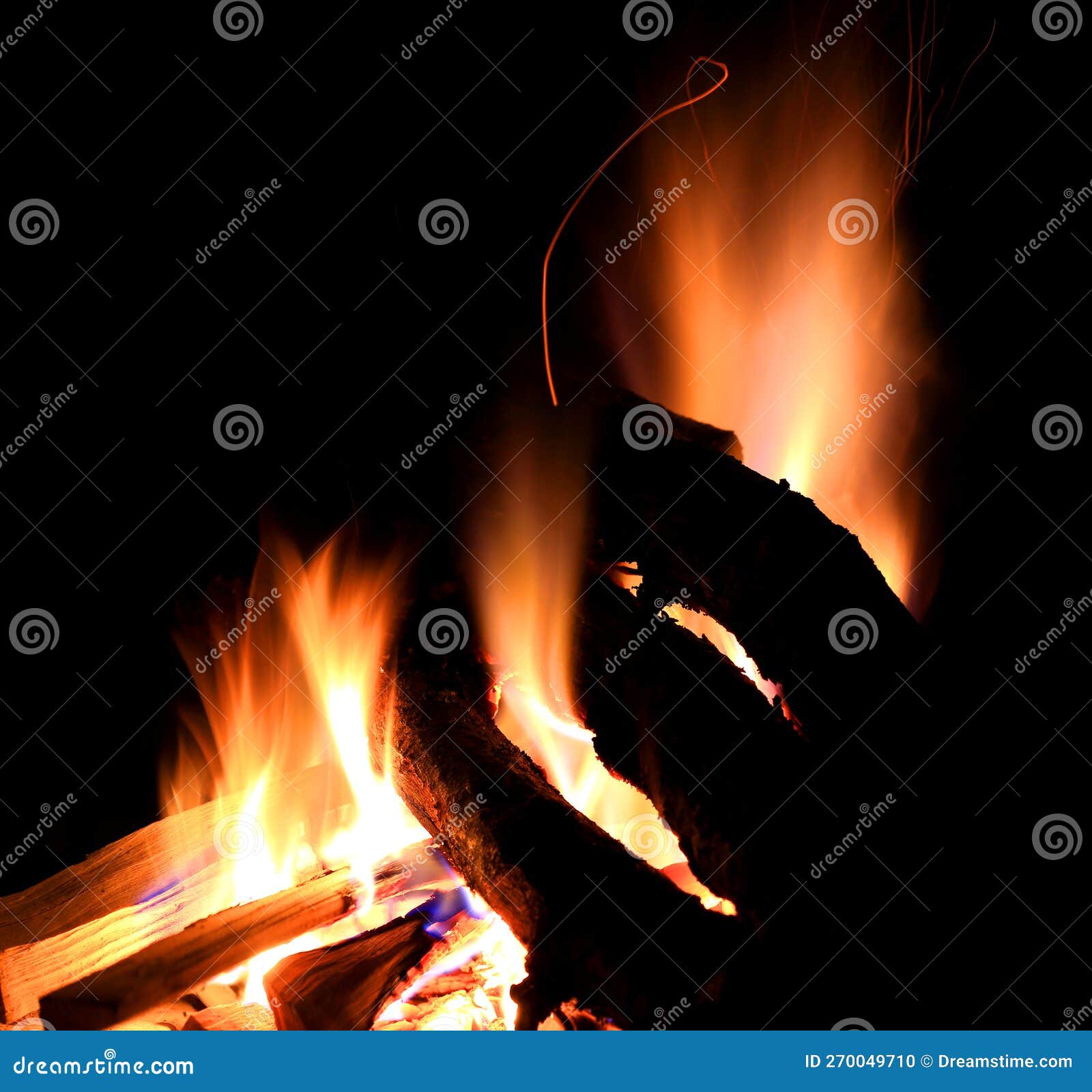 Flame of Fire on Burning Wood Stock Photo - Image of woodpile, barbecue ...