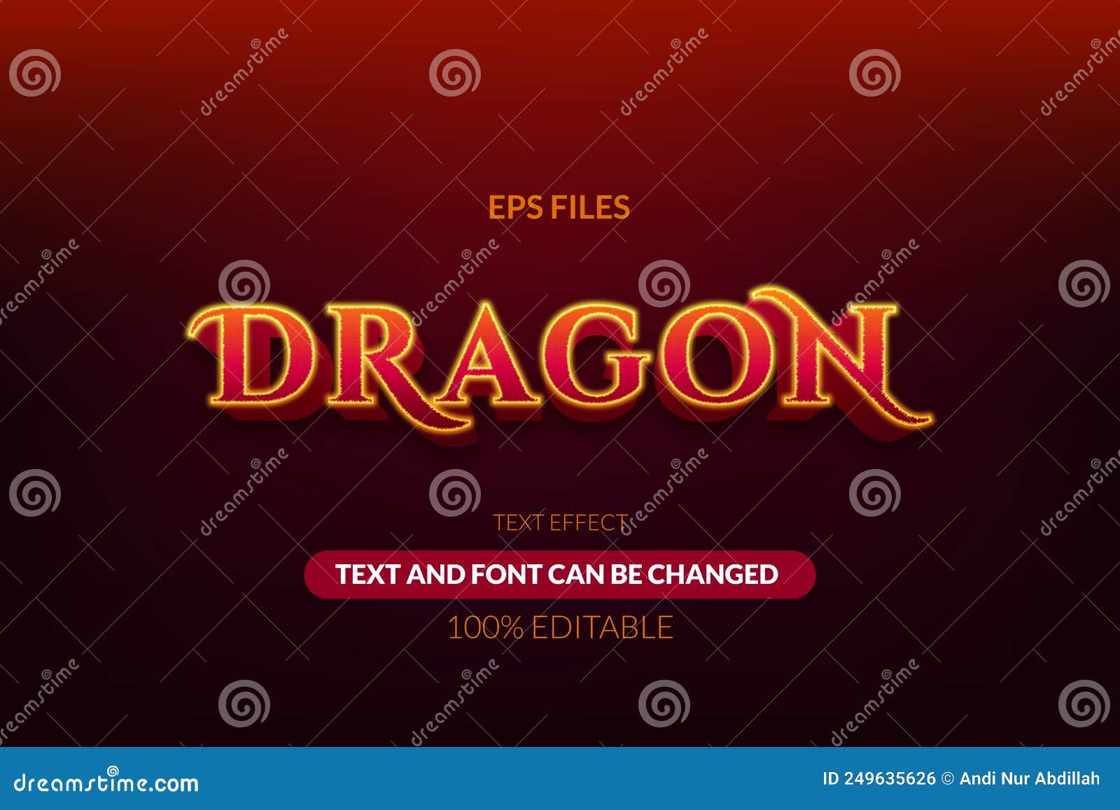 Hot Flame Fire Red Dragon Mythical Editable Text Effect. Eps Vector ...