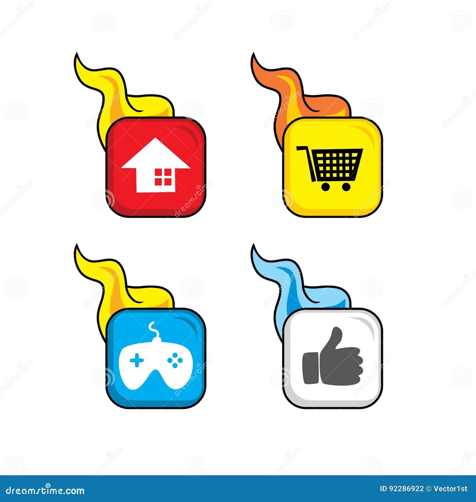 Hot Flame Icon Button Theme Art Stock Vector - Illustration of sign ...