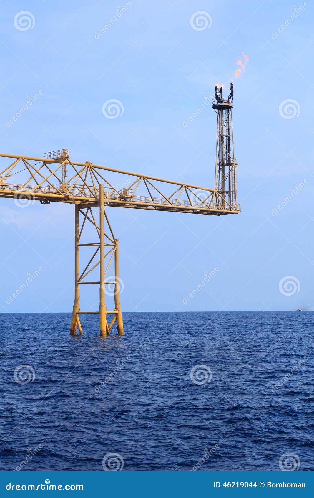 Hot Flare Boom and Fire on Offshore Platform Stock Photo - Image of ...