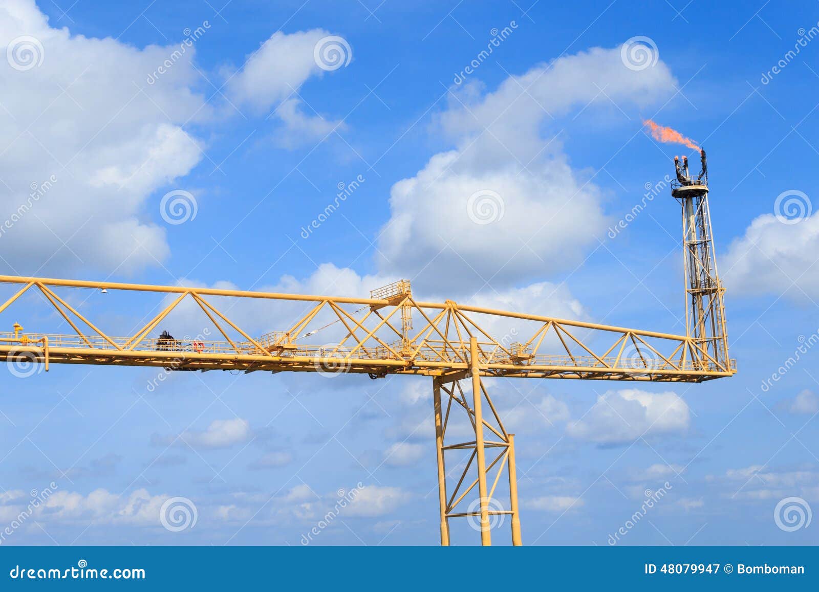 Hot Flare Boom and Fire on Offshore Platform Stock Image - Image of ...
