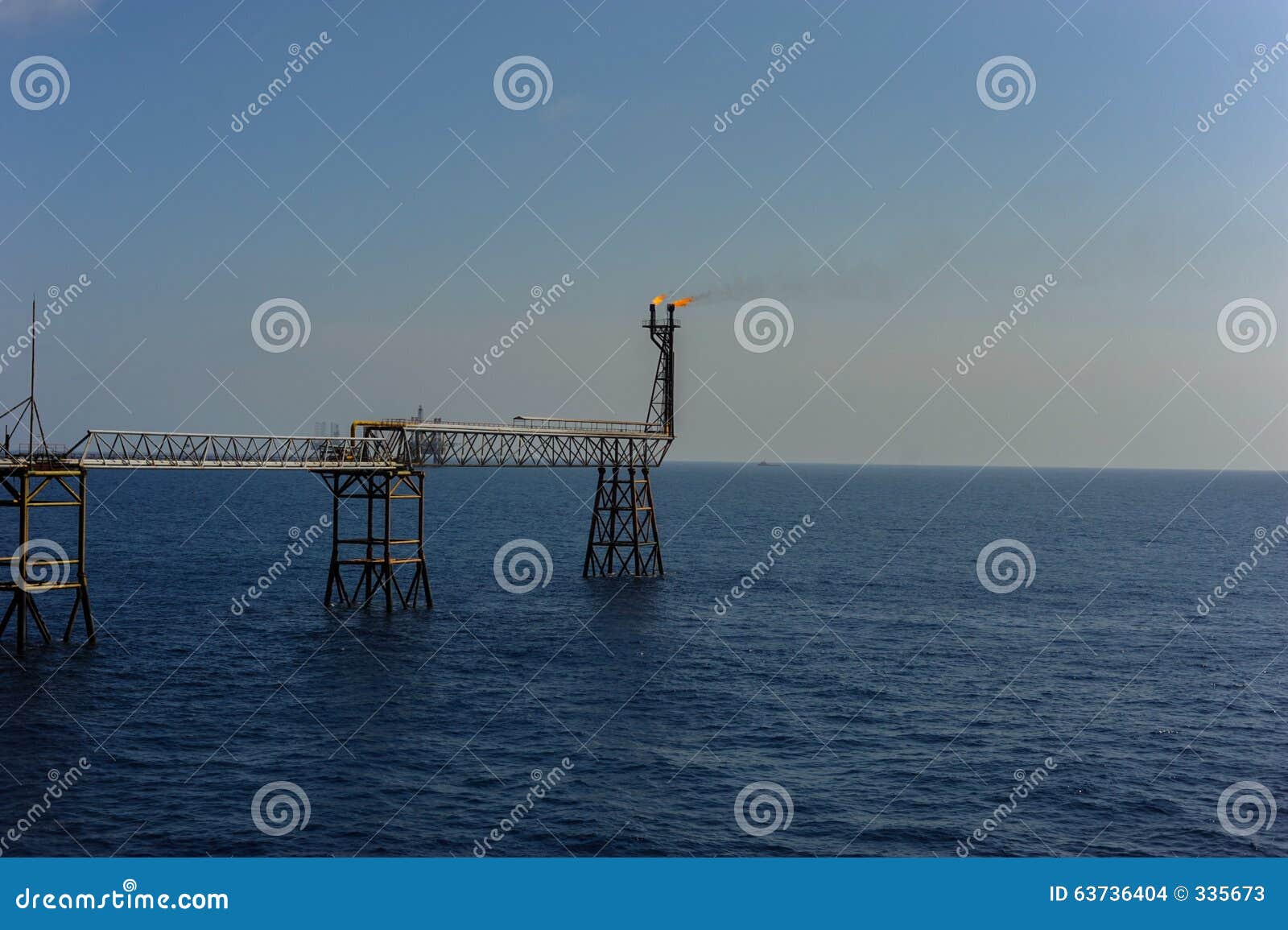 Hot Flare Boom And Fire On Offshore Production Platform Stock ...