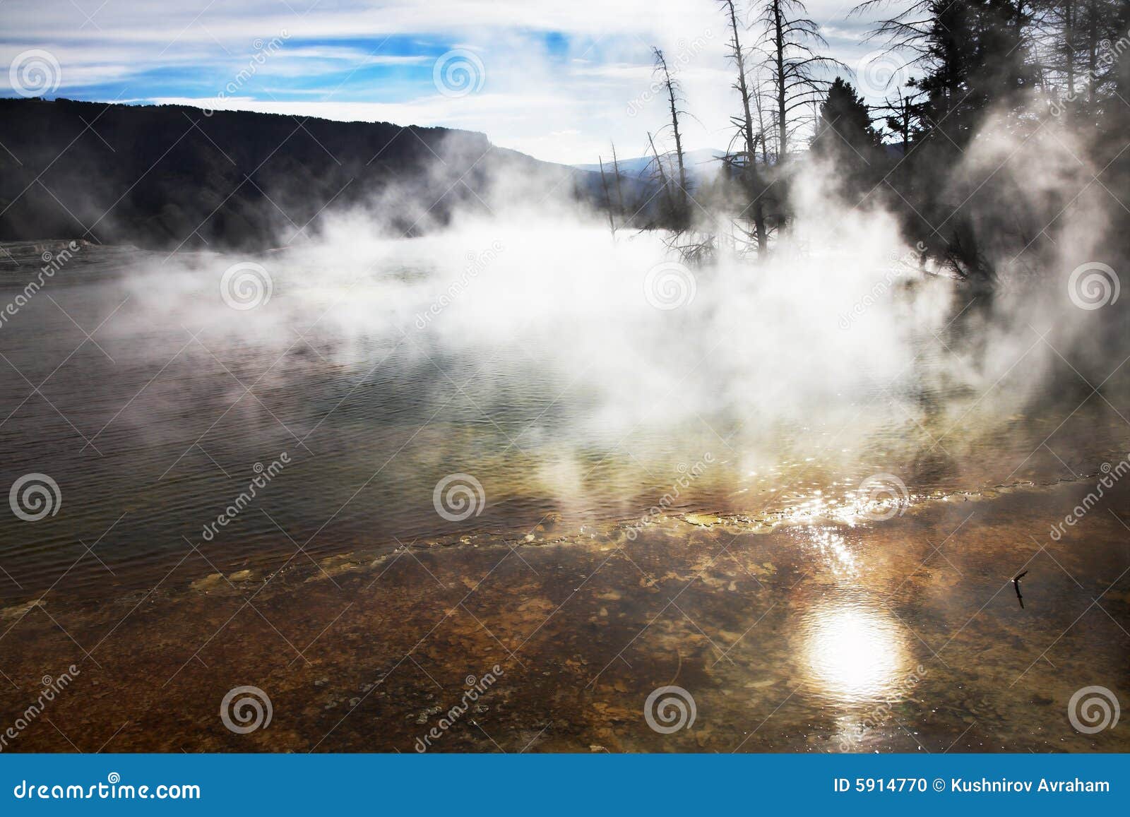 Hot Fog Above Geothermal Springs Stock Photo - Image of dead, colour ...