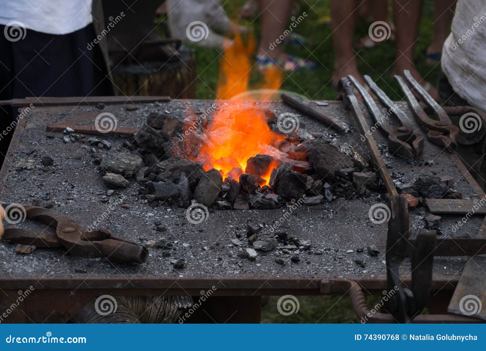 Hot Forge and Blacksmith Tools Stock Photo - Image of redhot, black ...