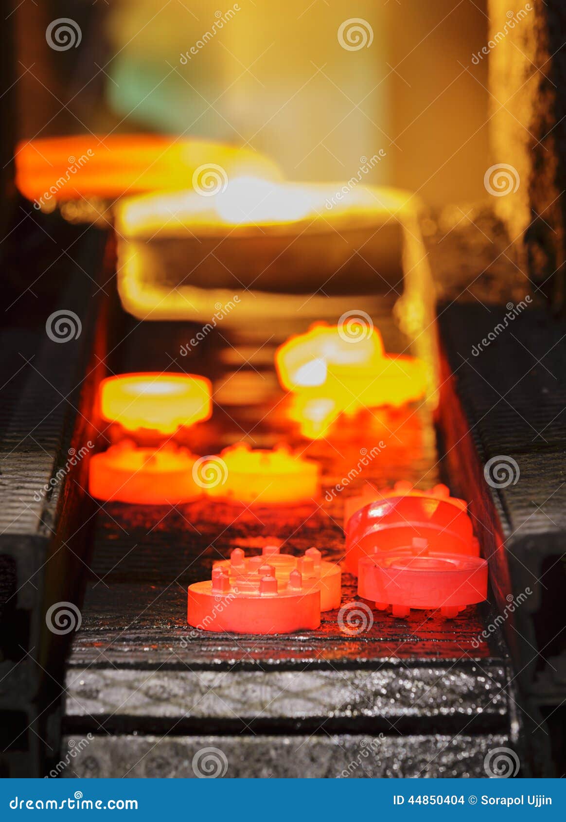 Forging An Object Out Of Hot Longer Piece Of Metal Using A Pressure ...