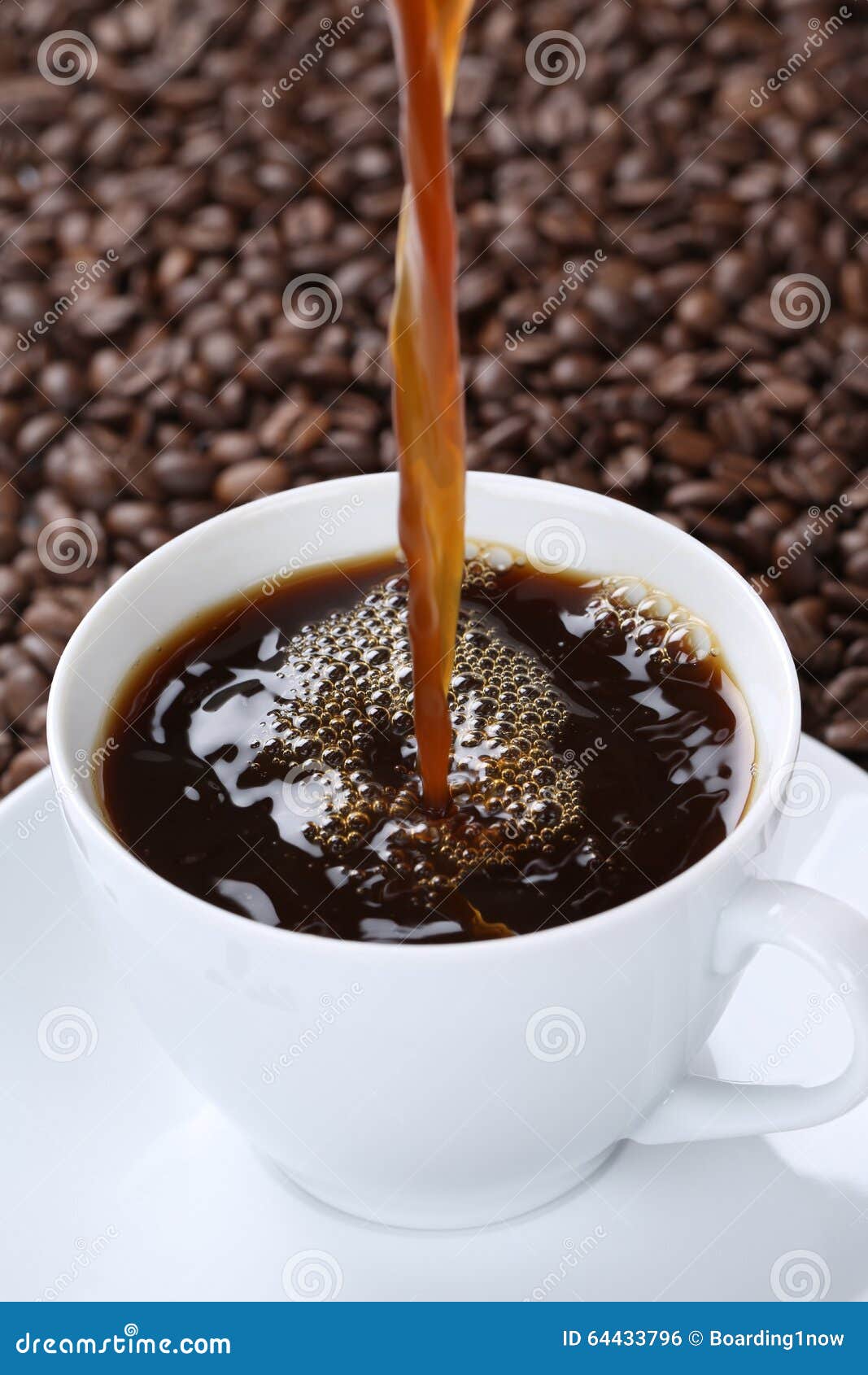 Hot Fresh Coffee Pouring in Cup Stock Photo - Image of espresso ...