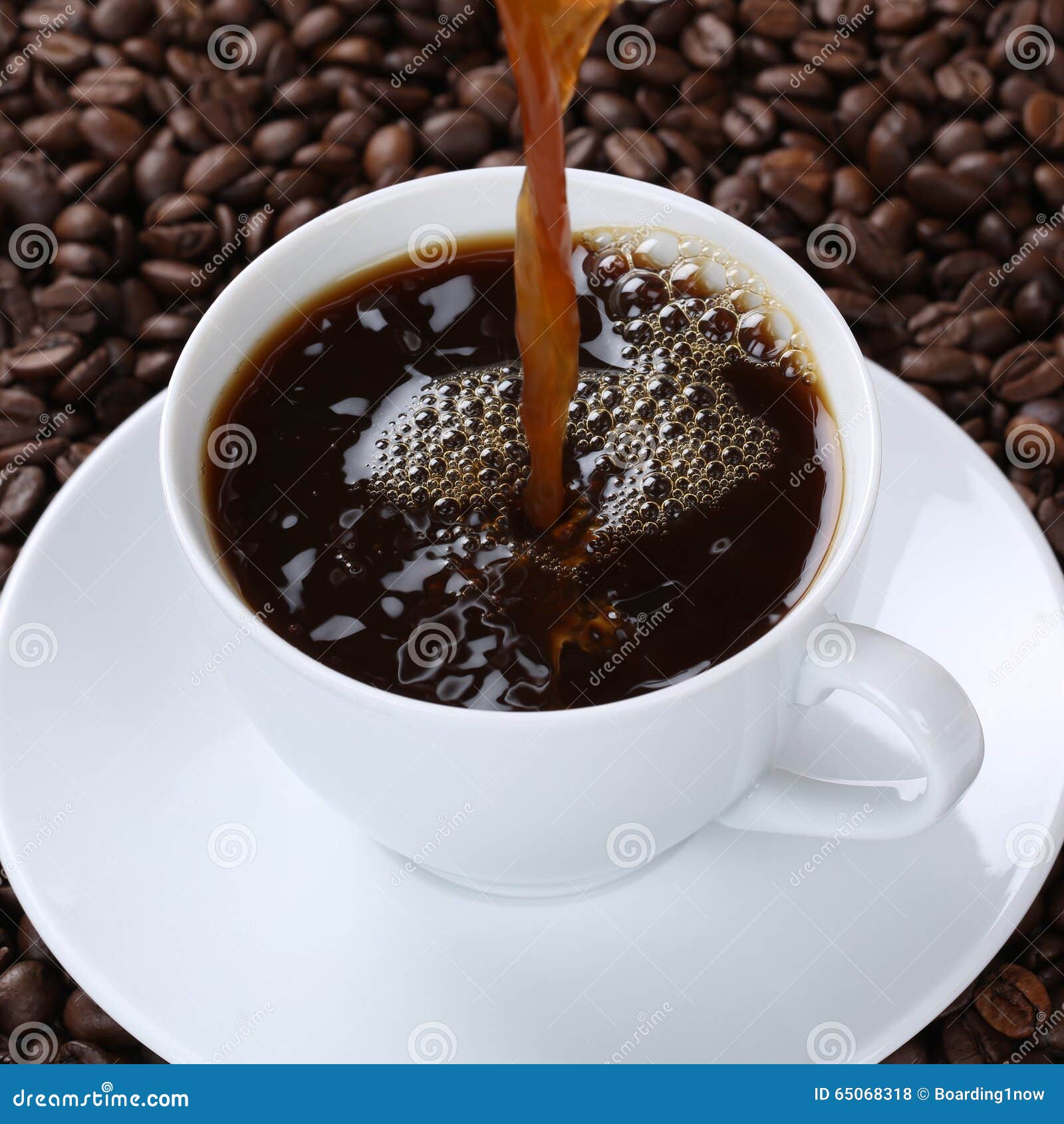 Hot Fresh Coffee Pouring in Cup Stock Photo - Image of drinks, fresh ...