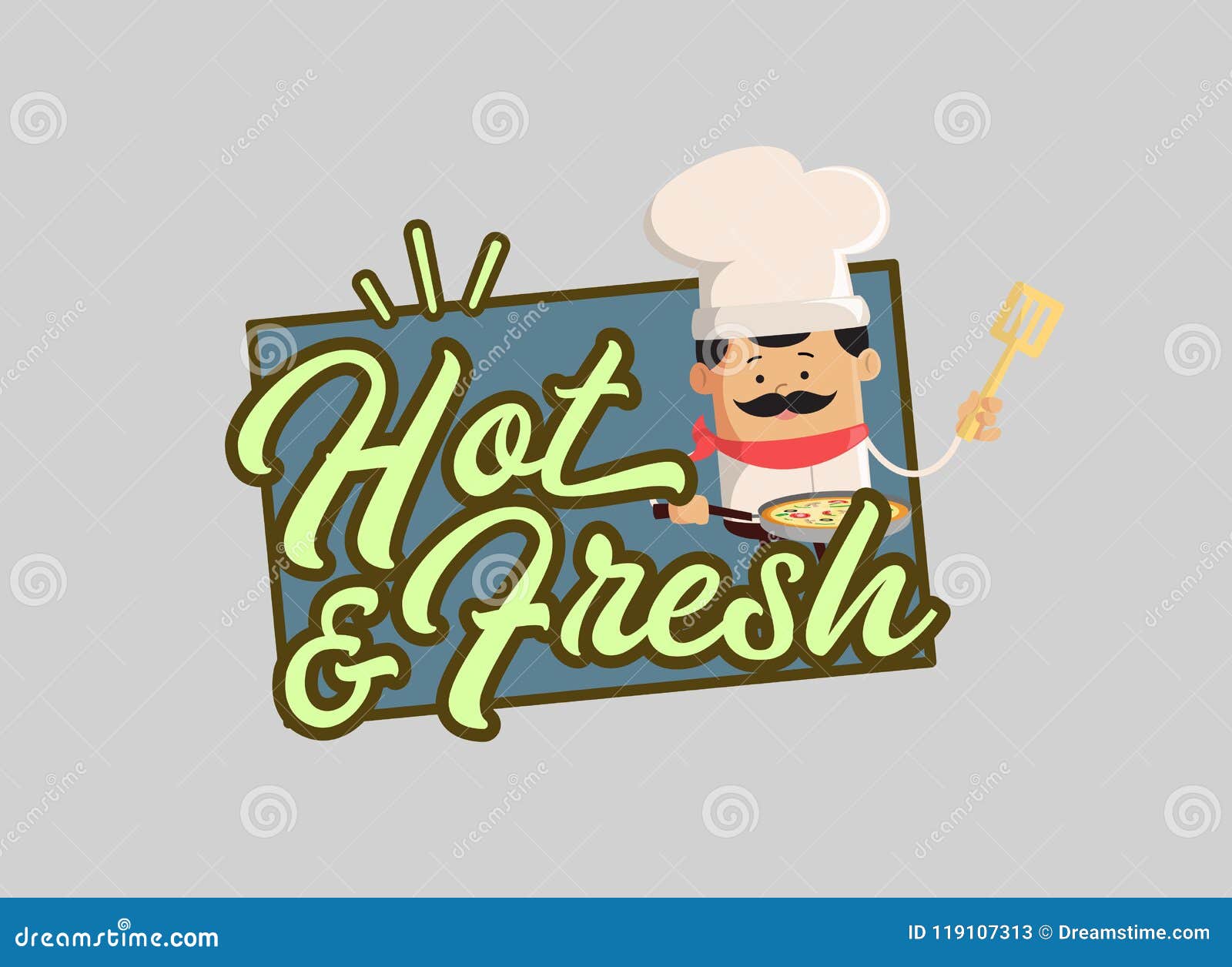 Hot and Fresh Logo Chef Flat Vector Illustration Design Stock Vector ...