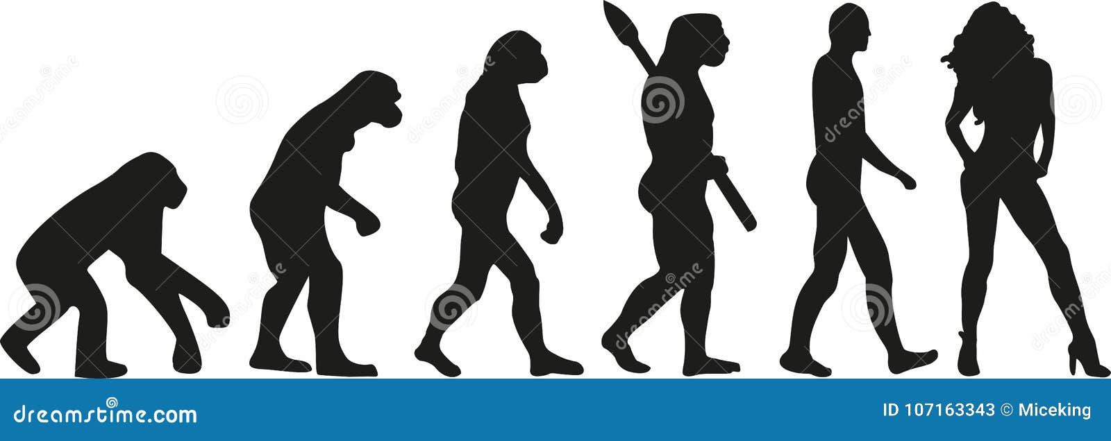 Hot girl evolution stock vector. Illustration of silhouette - 107163343